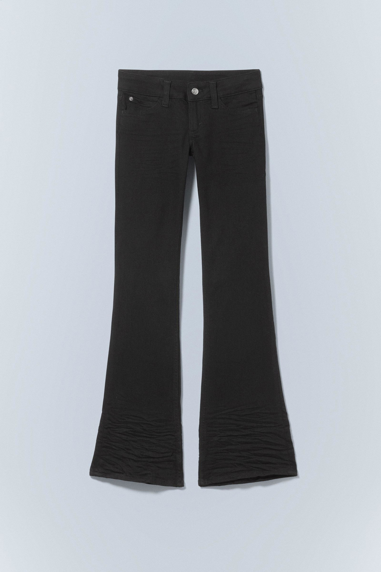 WEEKDAY Booty Bei Low Waist Skinny Bootcut Jeans in Black Top Rinse ...