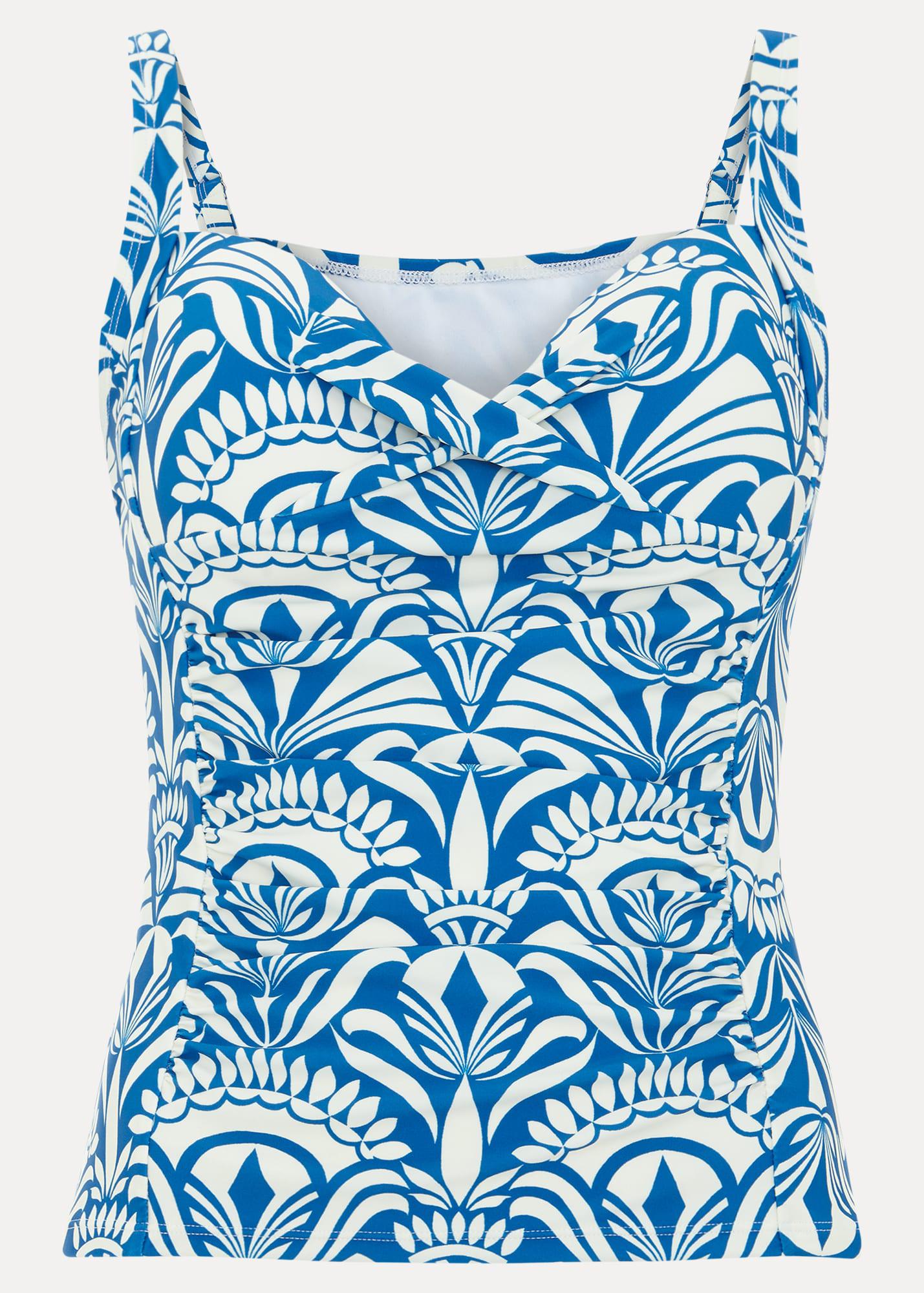 PHASE EIGHT Tile Tankini Top in Blue | endource