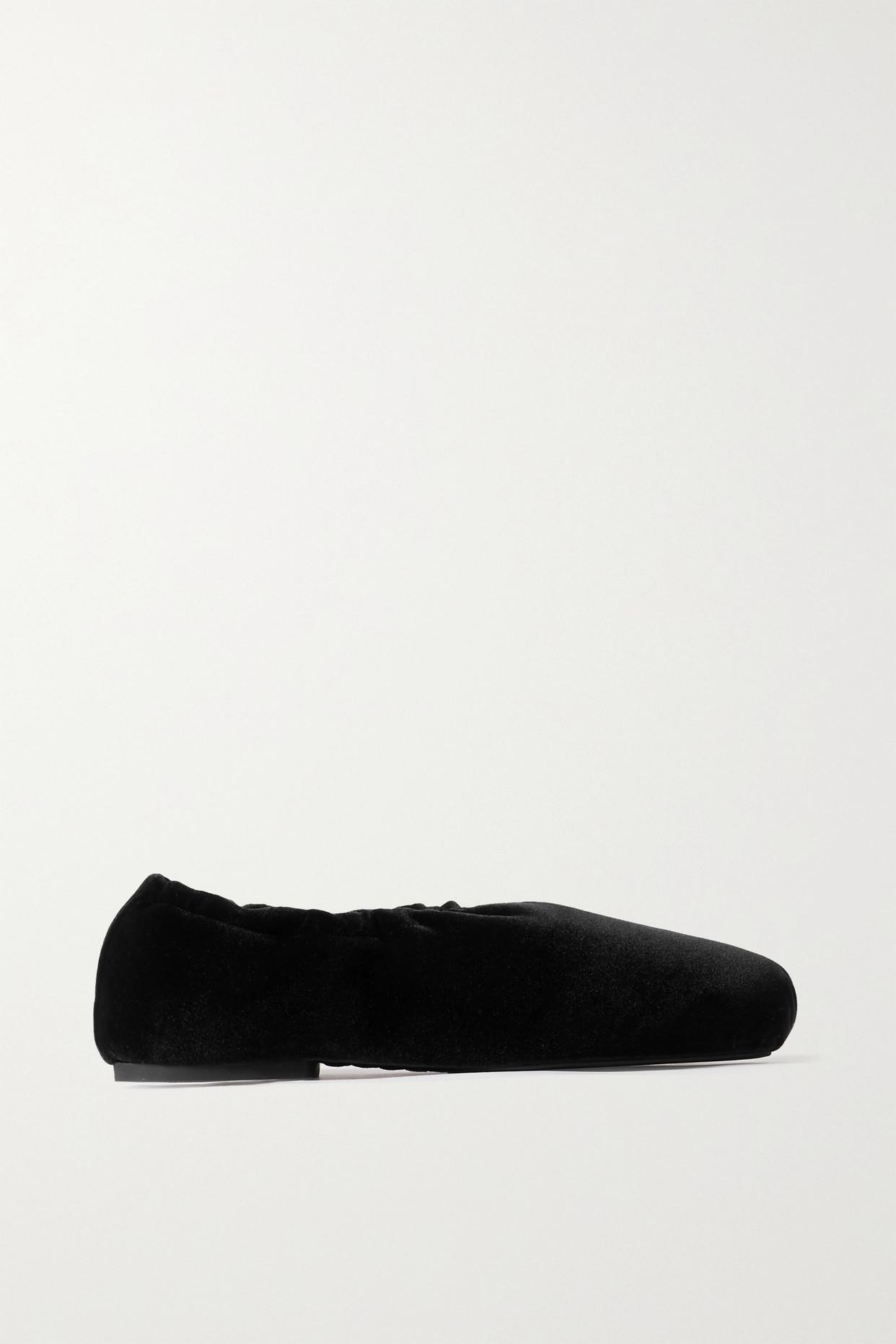 KHAITE Logan Velvet Ballet Flats in Black | Endource