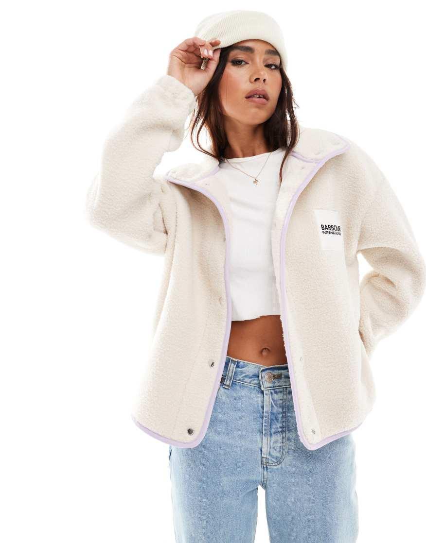 BARBOUR INTERNATIONAL Borg Fleece Jacket in Pebble/Lilac | endource