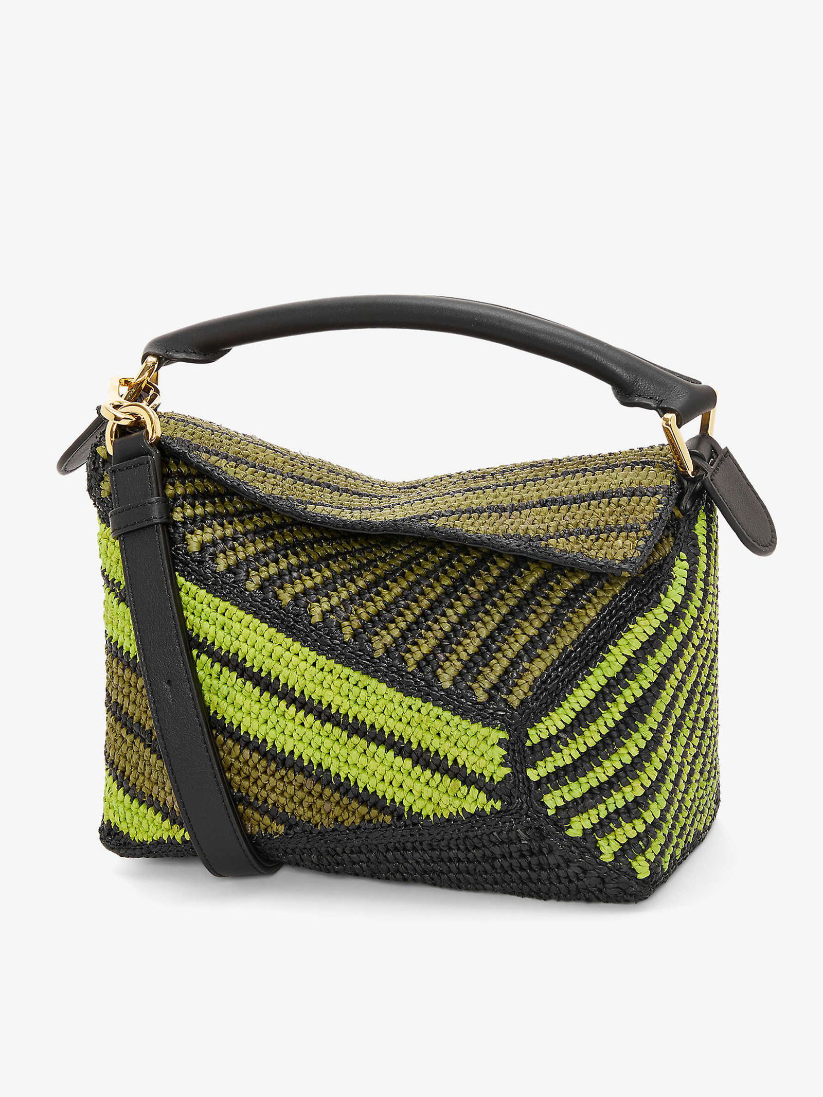 LOEWE Loewe x Paula's Ibiza - Puzzle Edge Small Striped Raffia Shoulder ...