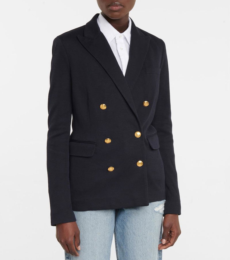 POLO RALPH LAUREN Knit Double-Breasted Blazer in Blue | Endource POLO RALPH LAUREN Knit Double-Breasted Blazer in Blue | Endource