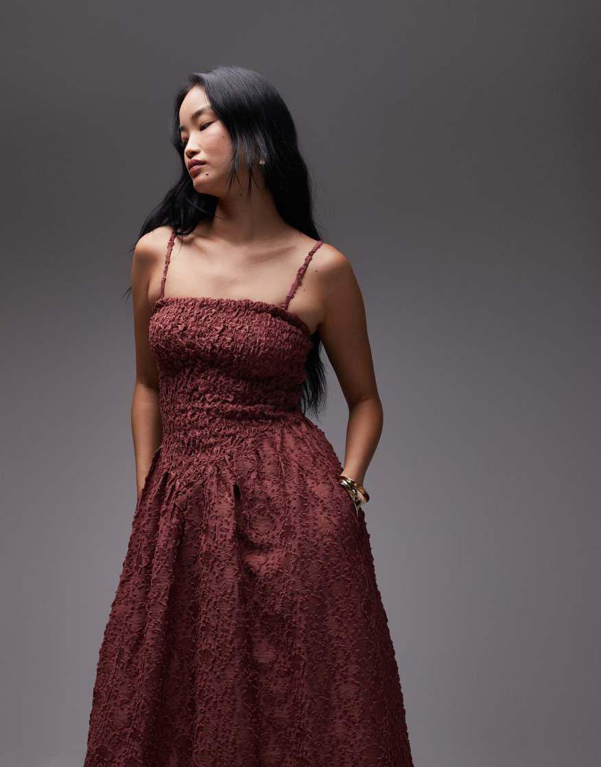 & OTHER STORIES 3D Floral Midi Dress With V Drop Waist And Removable ...