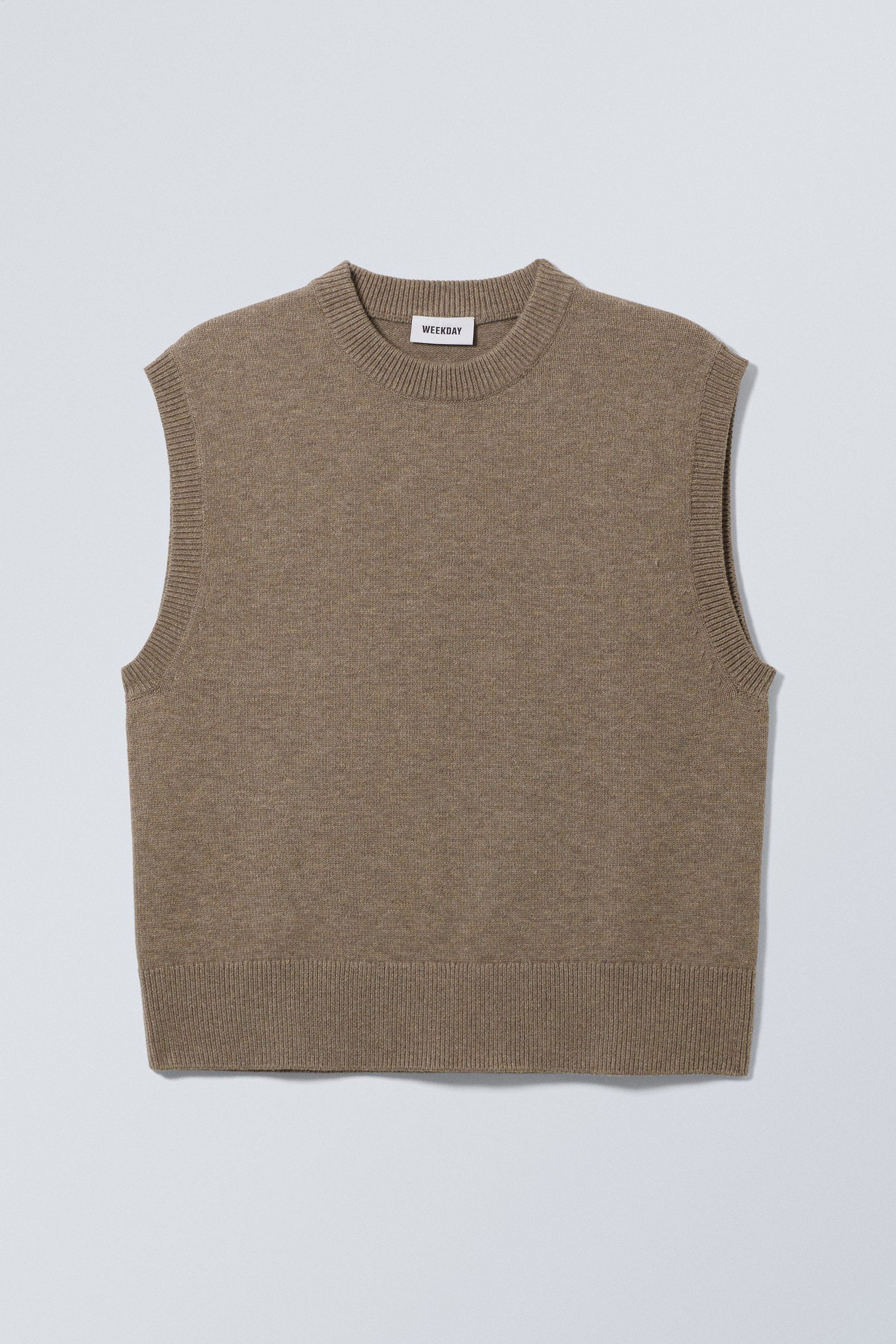 WEEKDAY Knitted Vest in Dark Mole Melange | Endource