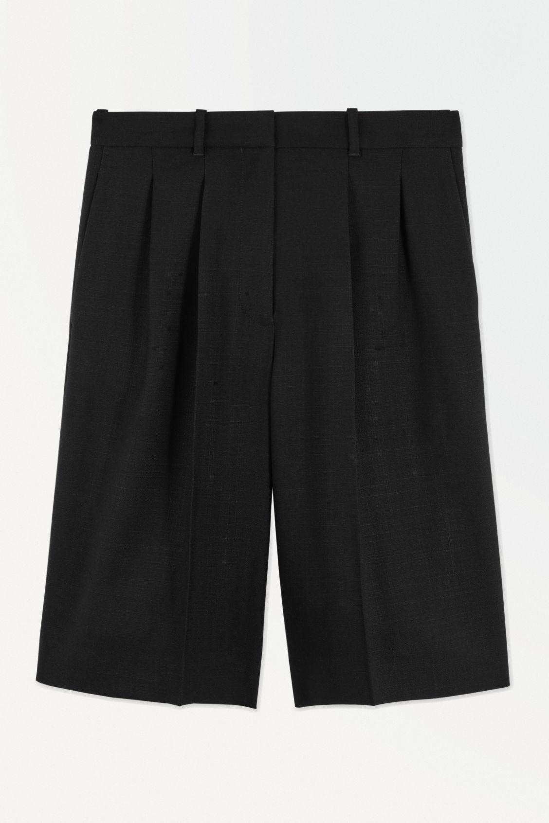 COS The Pleated Tailored Shorts in BLACK | Endource