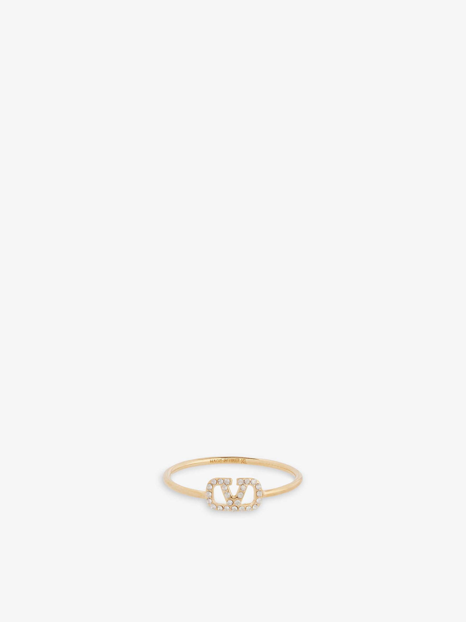 VALENTINO GARAVANI Logo-Embellished Ring in Crystal Silver Shade | Endource