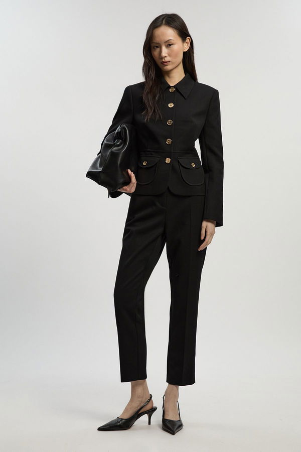 KAREN MILLEN Textured Compact Stretch Tailored Jacket | endource