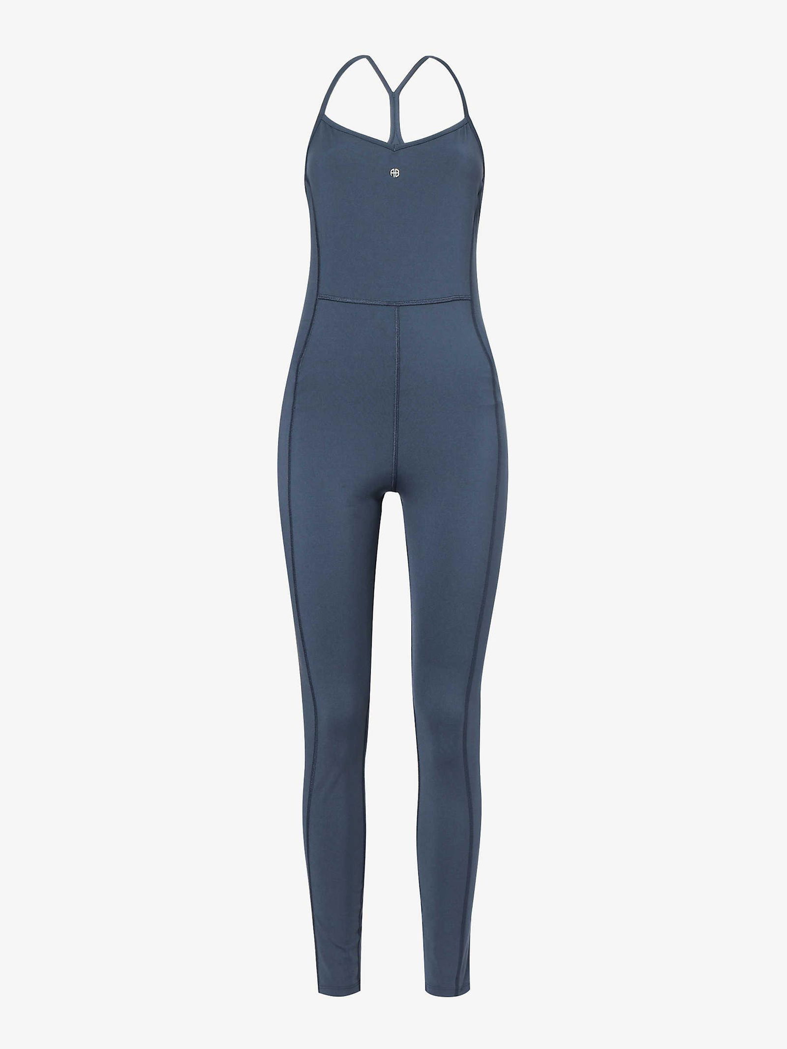 ANINE BING Val Slim-Fit Stretch-Woven Jumpsuit in NAVY | Endource