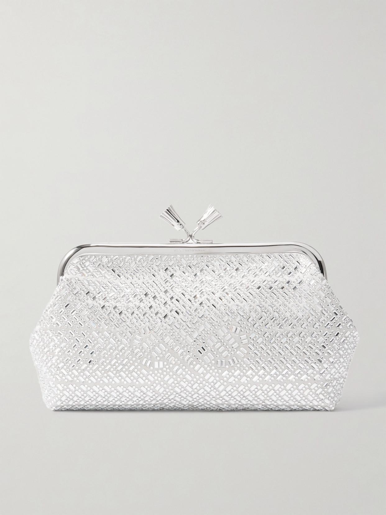 ANYA HINDMARCH Maud Tassel Crystal-Embellished Satin Clutch | endource