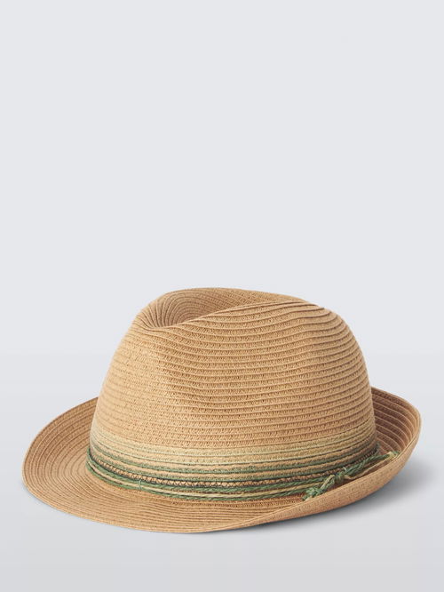 JOHN LEWIS Ombre Paper Straw Trilby Hat, Natural/Green | endource