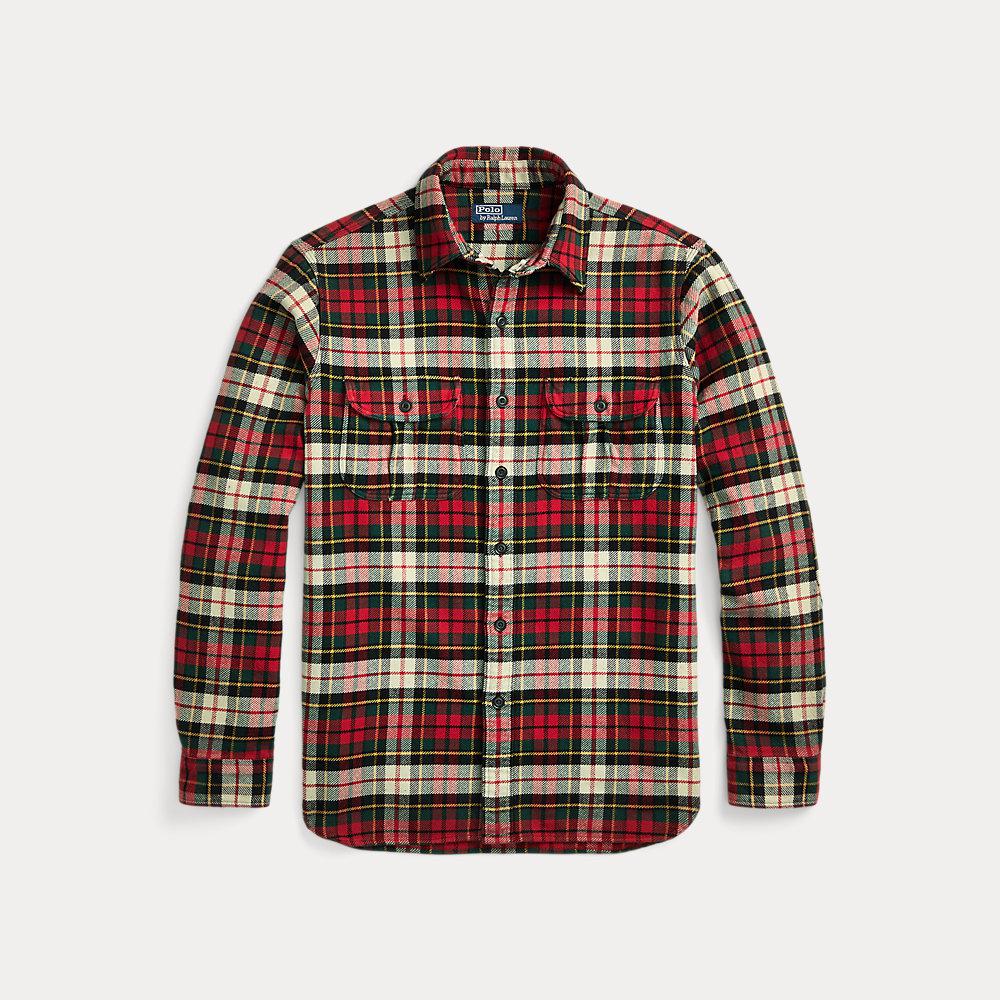POLO RALPH LAUREN Classic Fit Plaid Flannel Workshirt in Natural | Endource