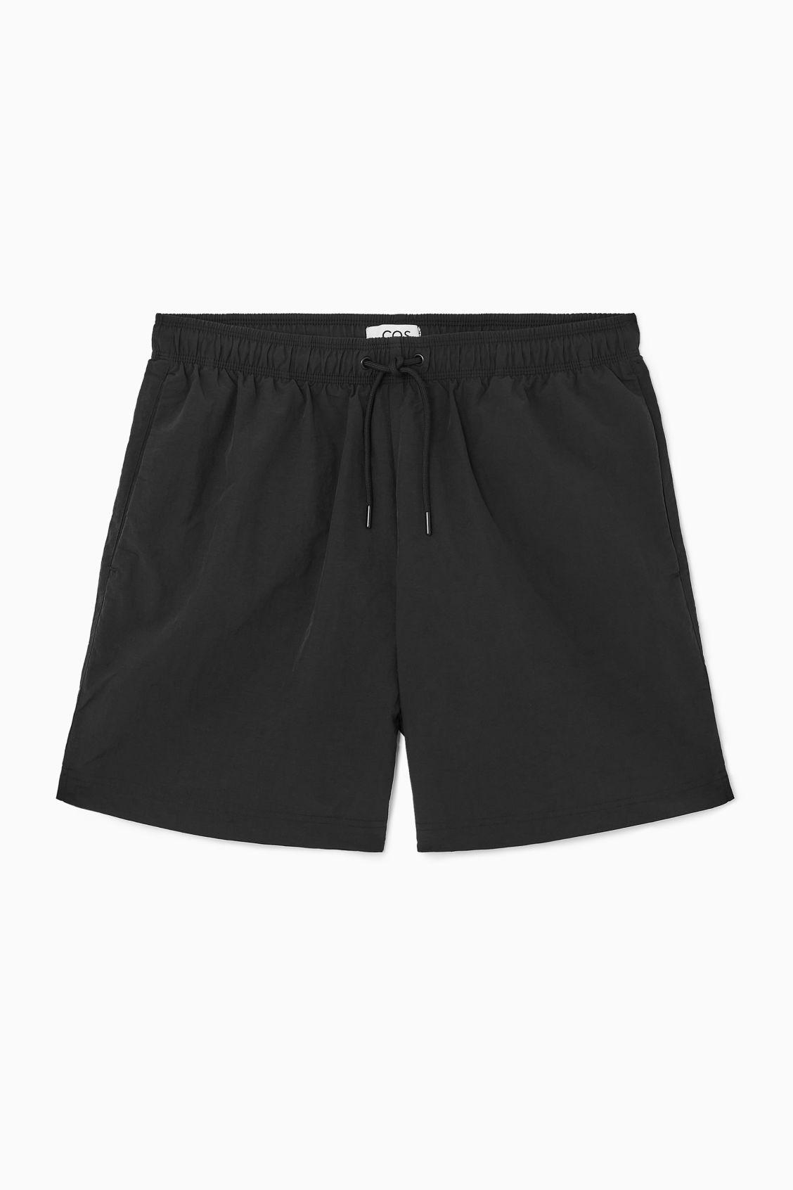 COS Nylon Drawstring Swim Shorts in BLACK | Endource