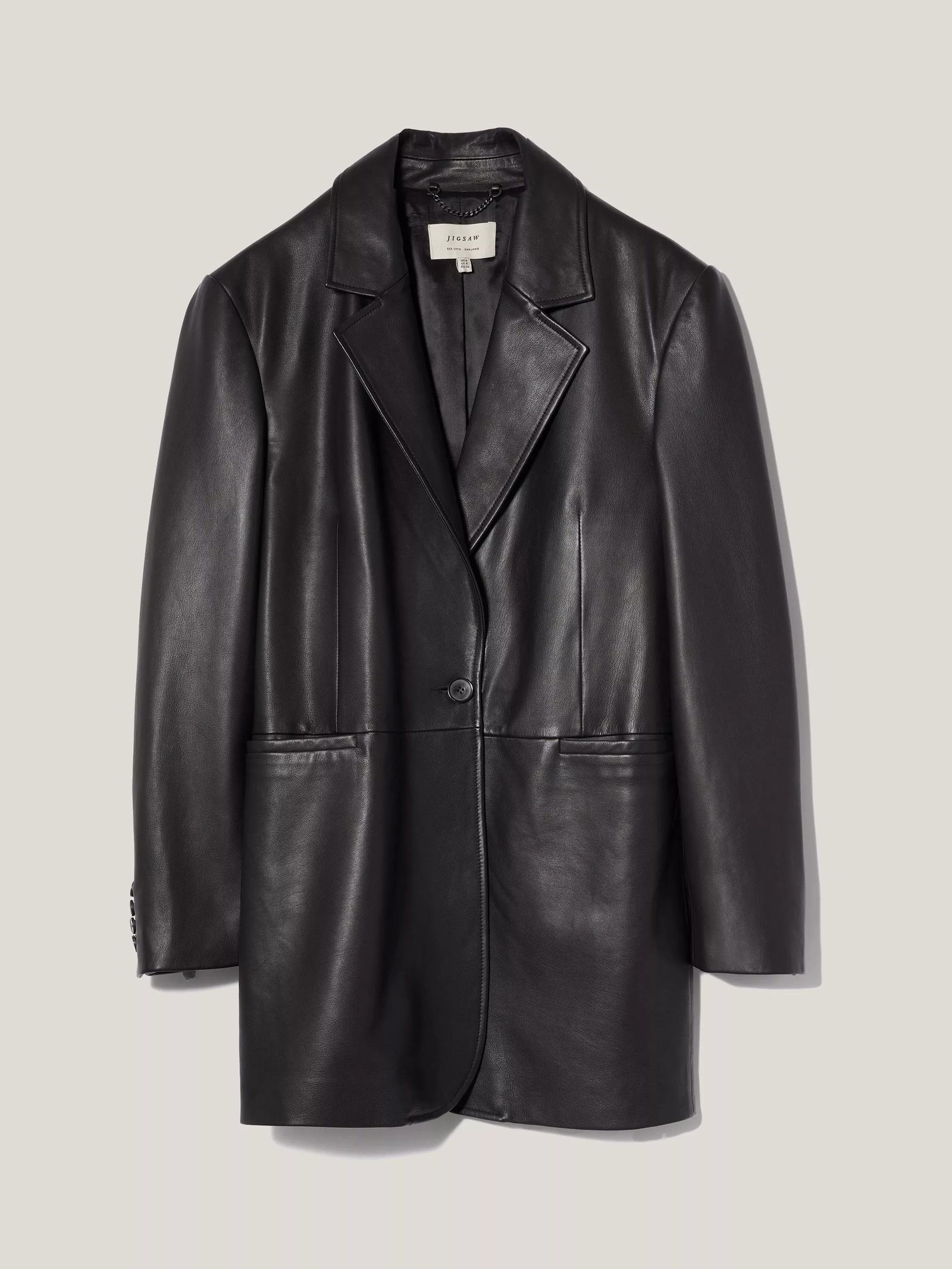 JIGSAW Leather Tailored Blazer in Black | endource