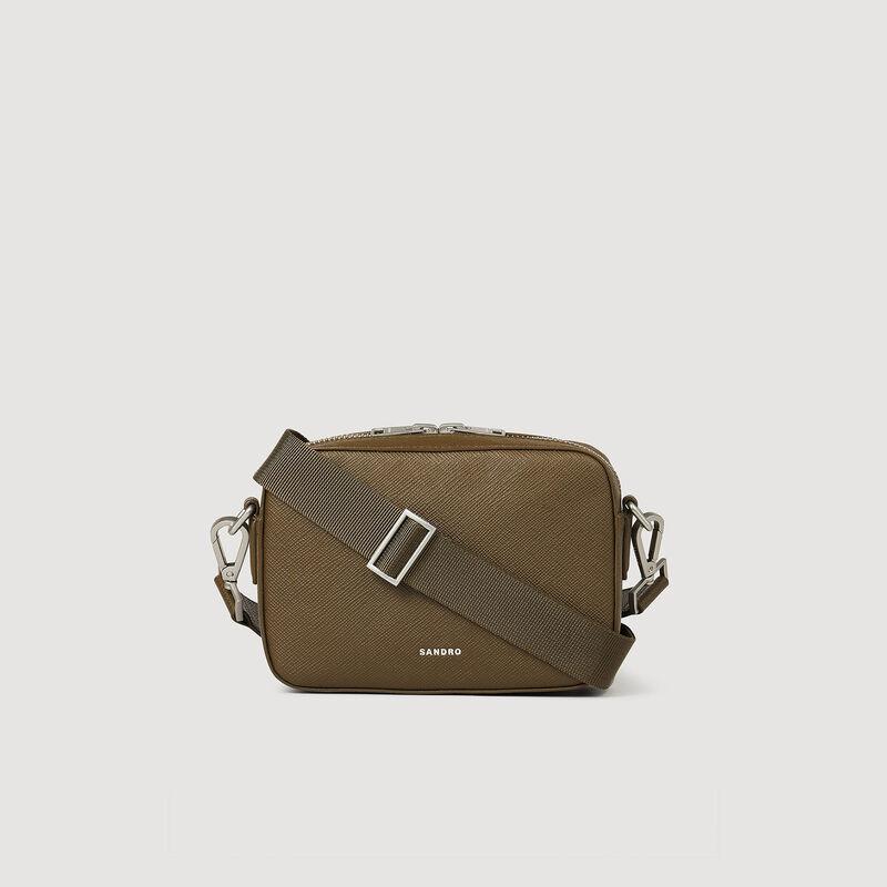 SANDRO Small Saffiano Leather Bag in Dark Khaki | Endource