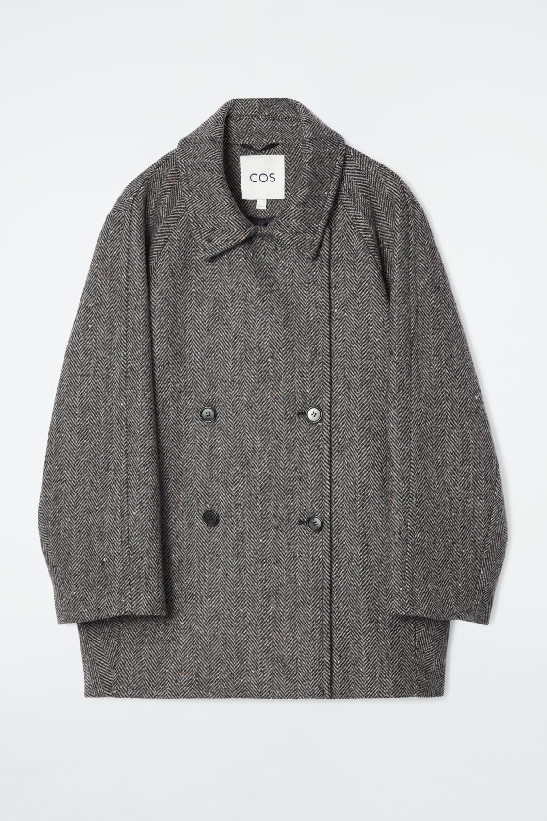COS Oversized Double-Breasted Wool Pea Coat in GREY | endource