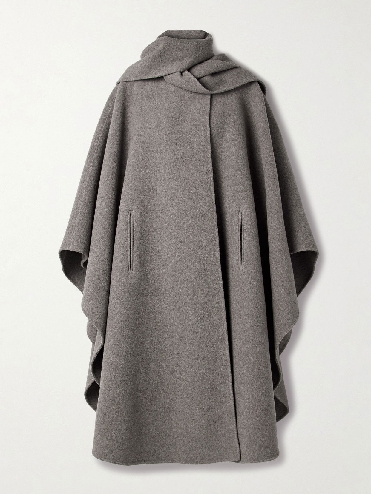 THE ROW Justino Scarf-Detailed Cape-Effect Wool Coat | endource