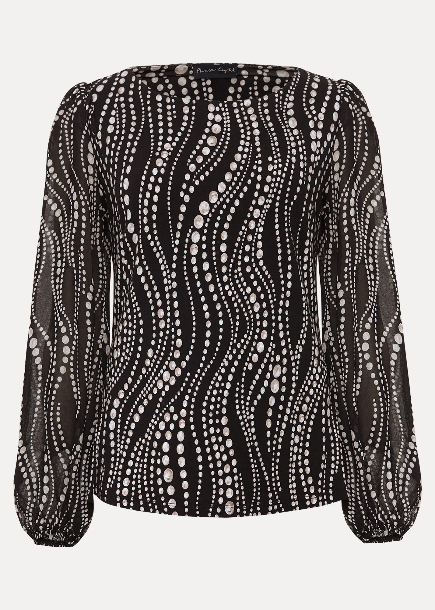 PHASE EIGHT Patricia Pearl Print Woven Mix Top in Black | endource