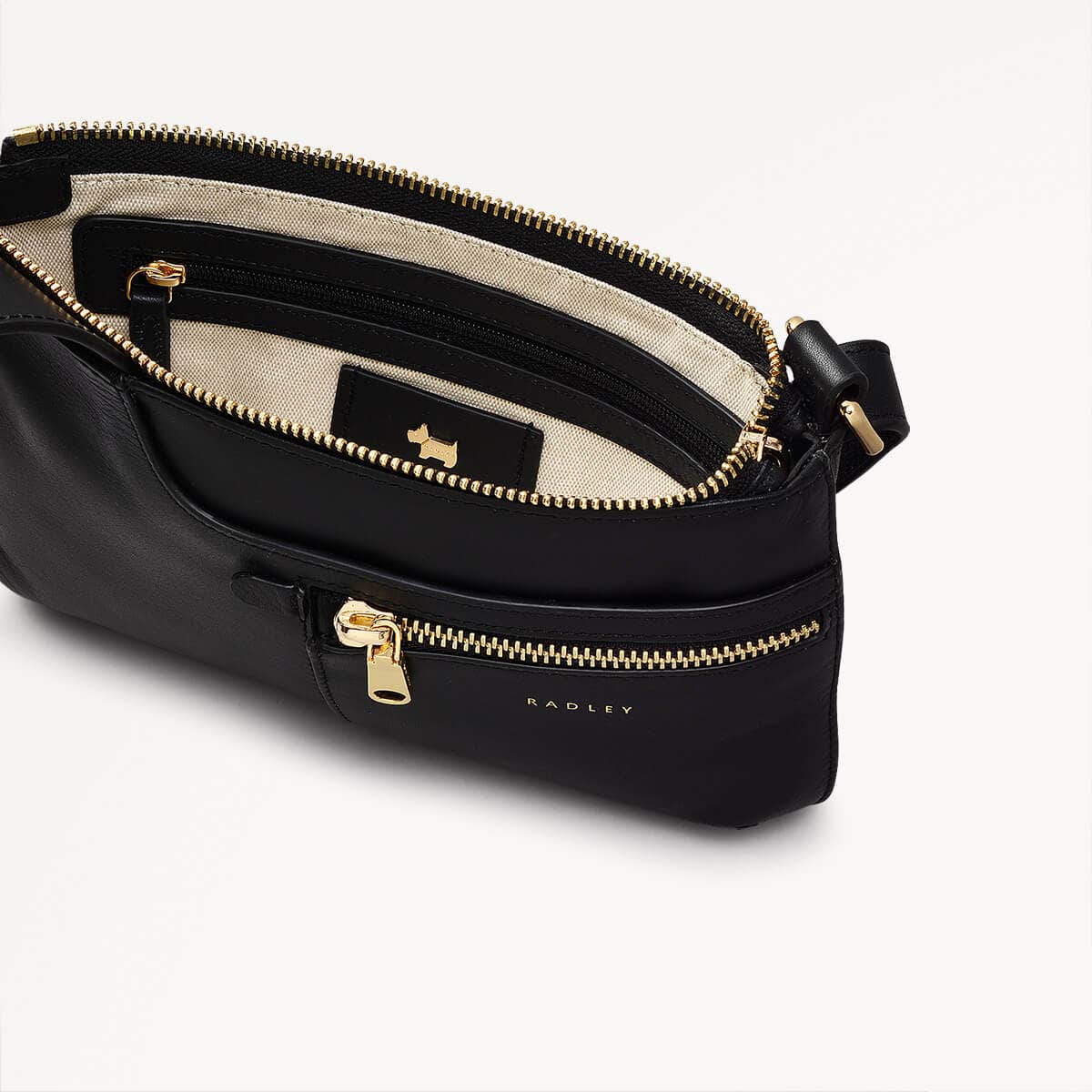 RADLEY Pockets Leather Mini Ziptop Crossbody Bag In Black | endource