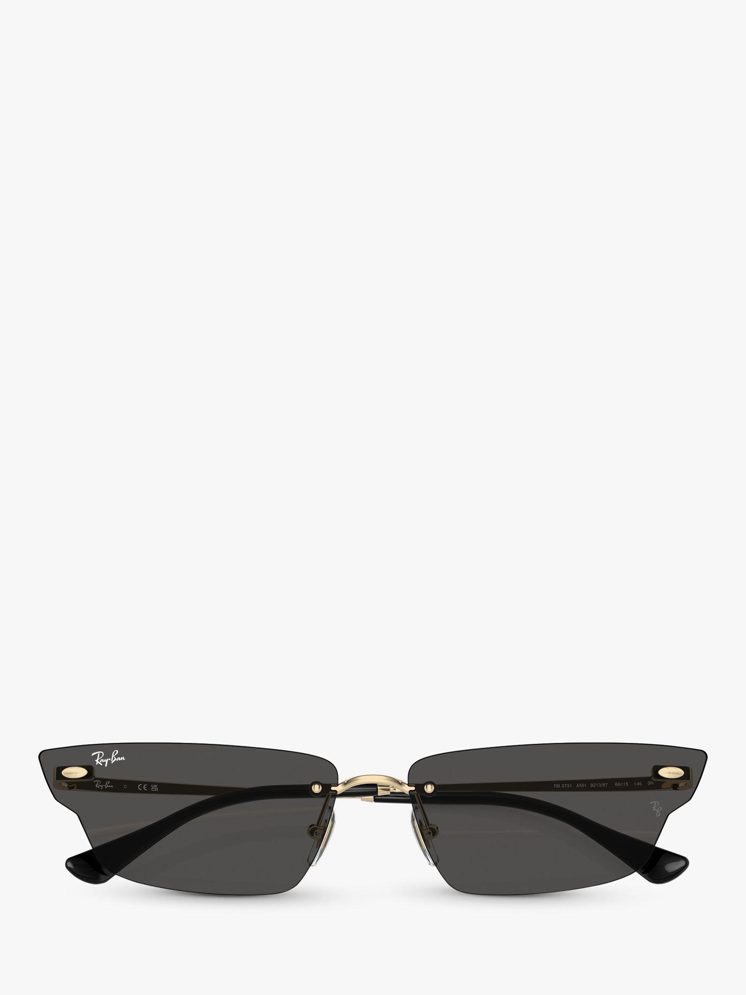 RAY-BAN RB3731 Unisex Rectangular Sunglasses in Light Gold/Black | endource