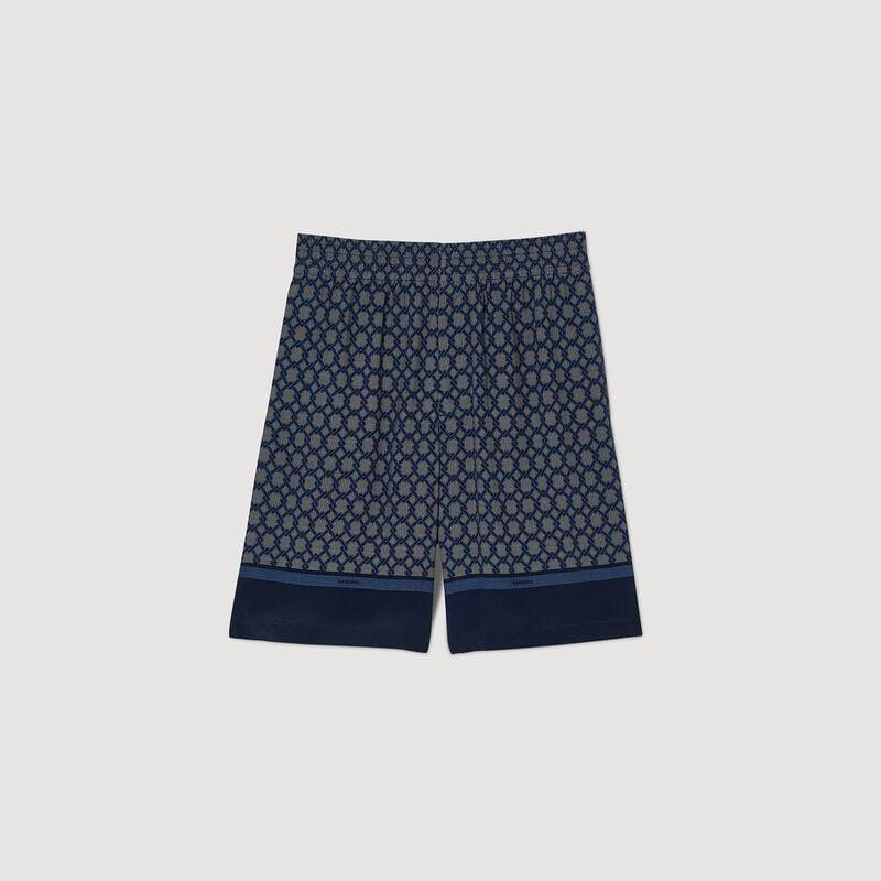 SANDRO Patterned Bermuda Shorts in Navy Blue | endource