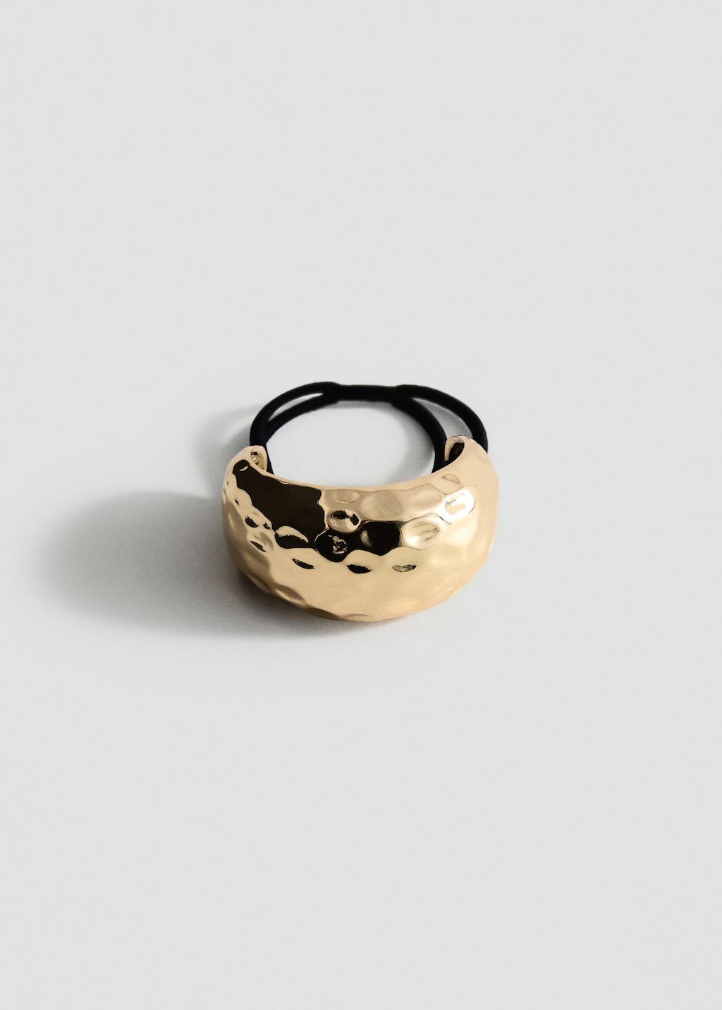 MANGO Hair Bands With Metal Textured Piece in Gold | endource