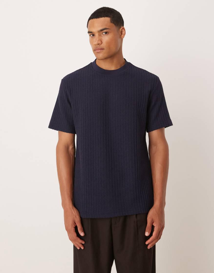 MANGO Textured Rib Knit T-Shirt | endource