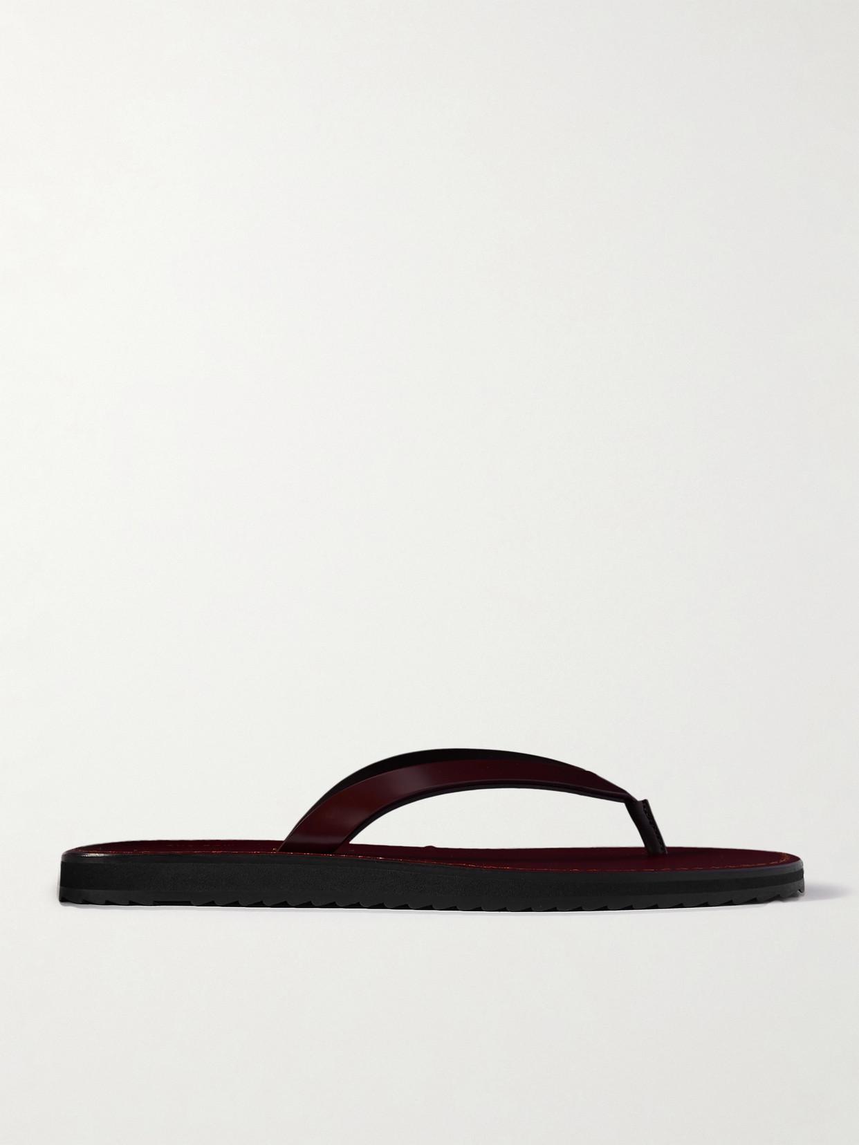 THE ROW City Leather Flip Flops in Burgundy | Endource