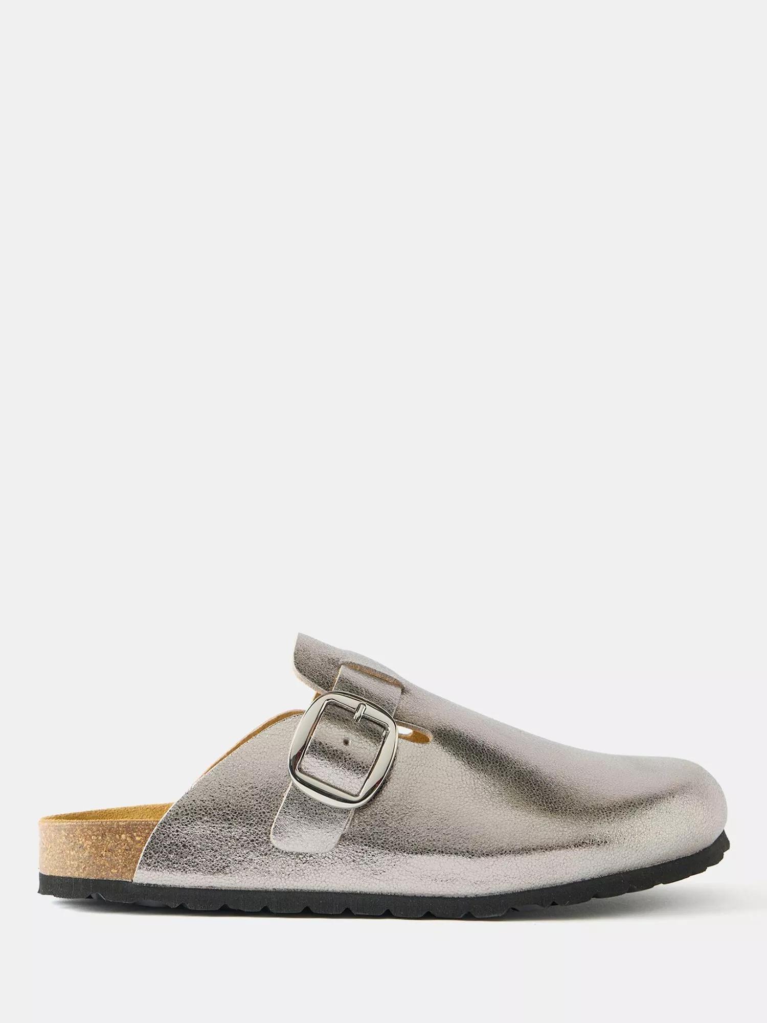 MINT VELVET Roz Metallic Clogs in Silver | endource