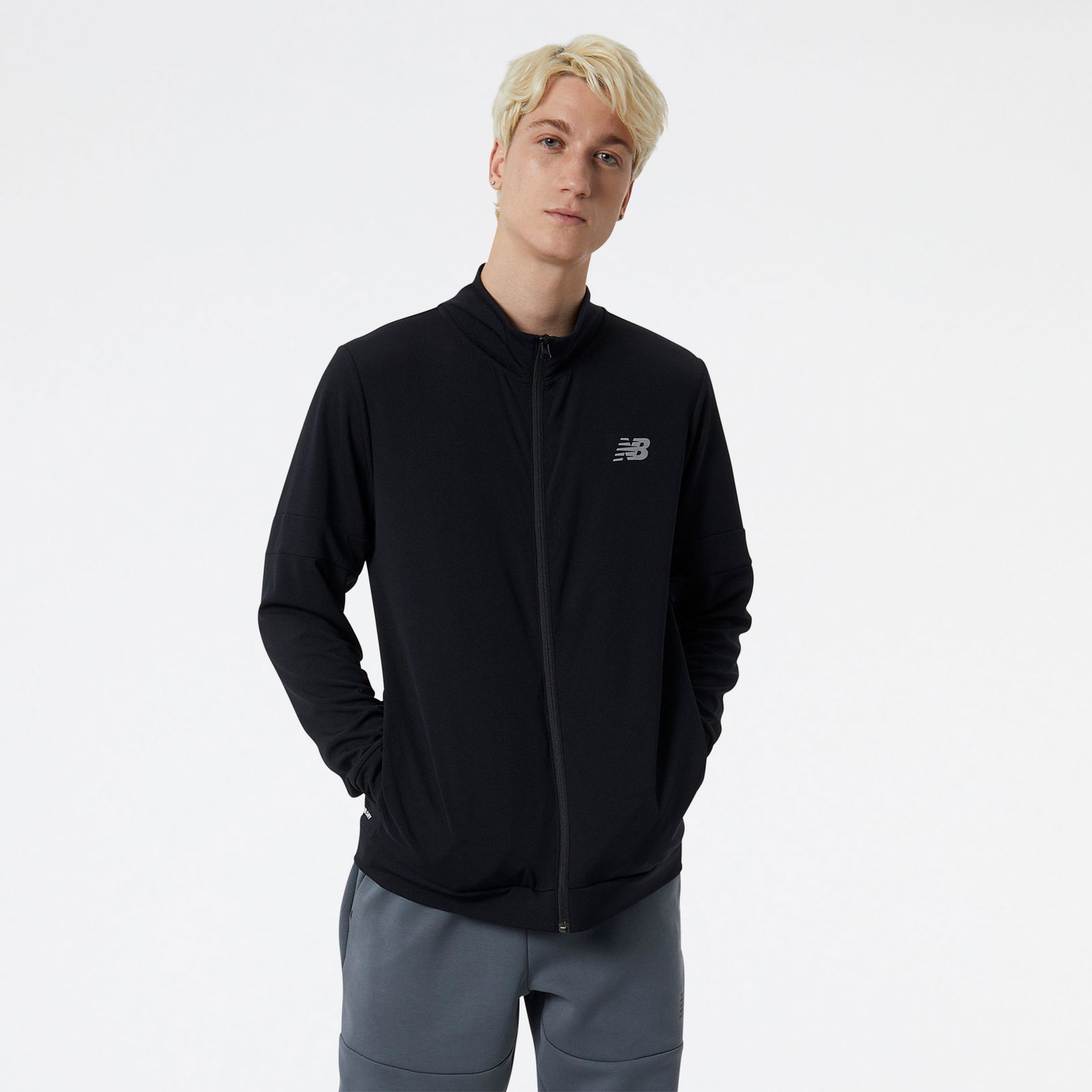 NEW BALANCE NB Tech Training Knit Track Jacket in Black | endource