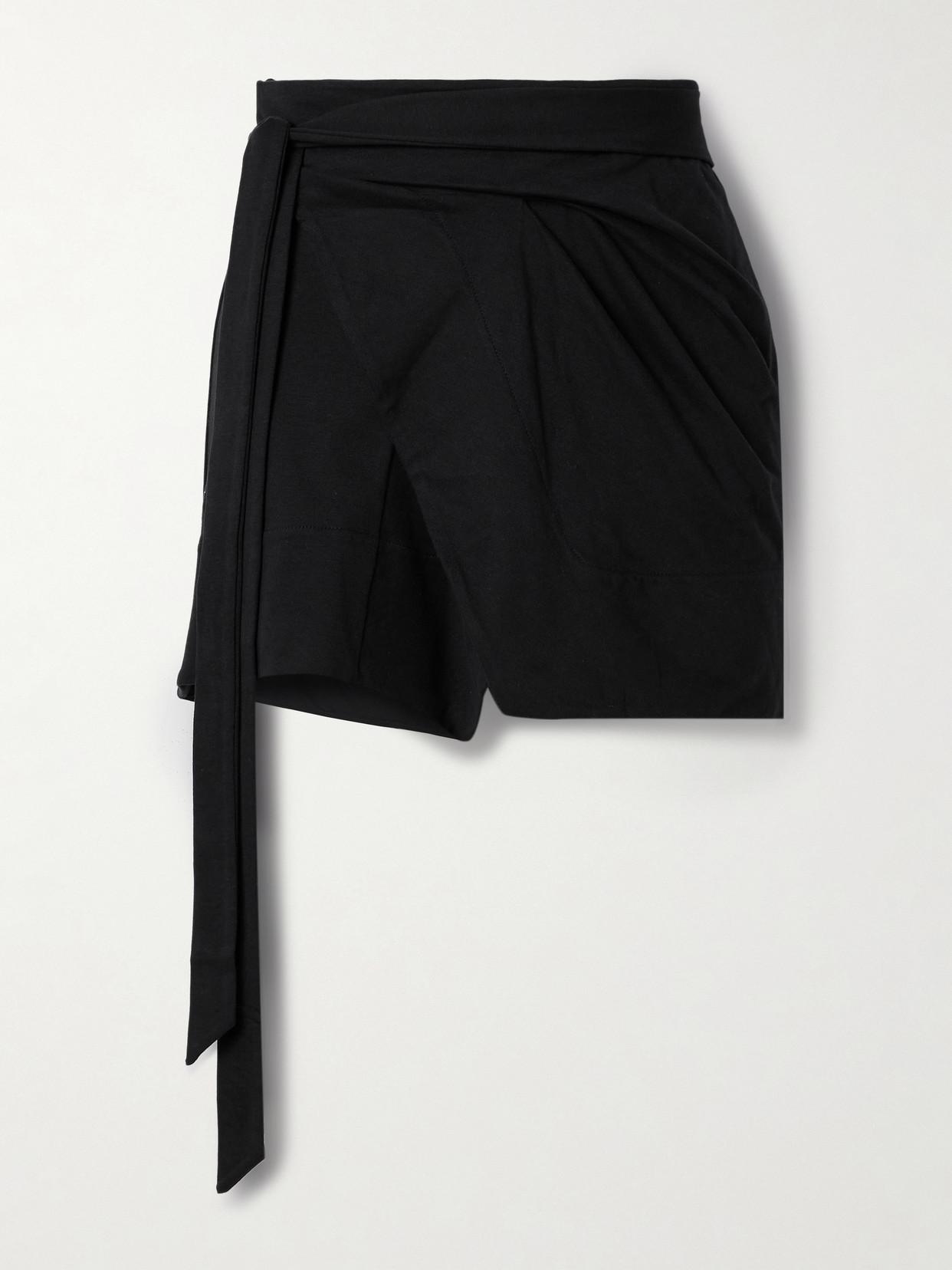 ISABEL MARANT Berenice Asymmetric Draped Cotton-Jersey Mini Wrap Skirt in Black | endource