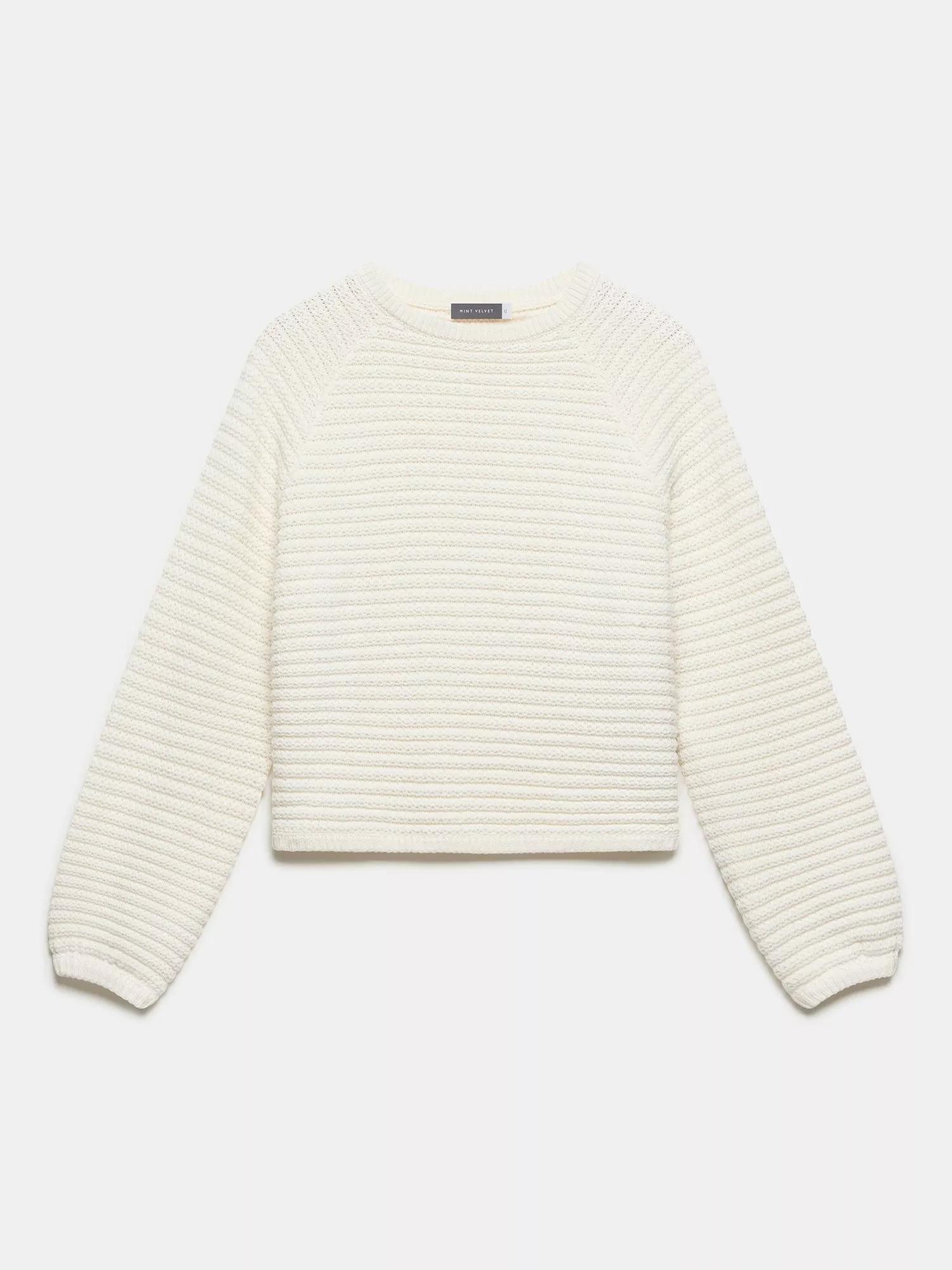 MINT VELVET Chunky Ribbed Jumper in White | endource