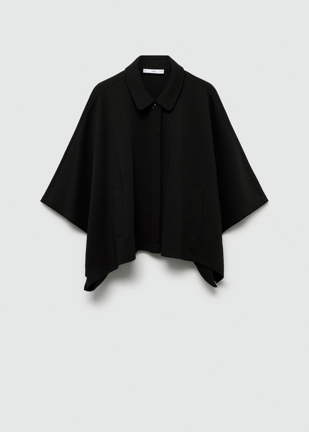 MANGO Cape Jacket With Buttons in Black | endource