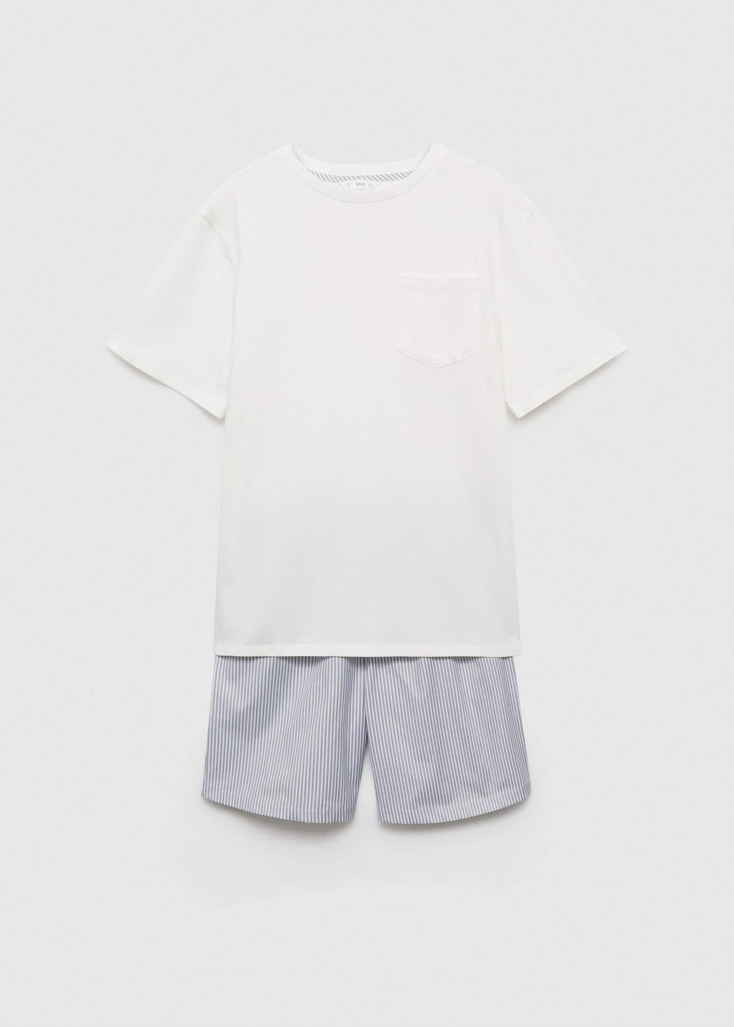 MANGO Striped Cotton Short Pyjamas in Blue | Endource