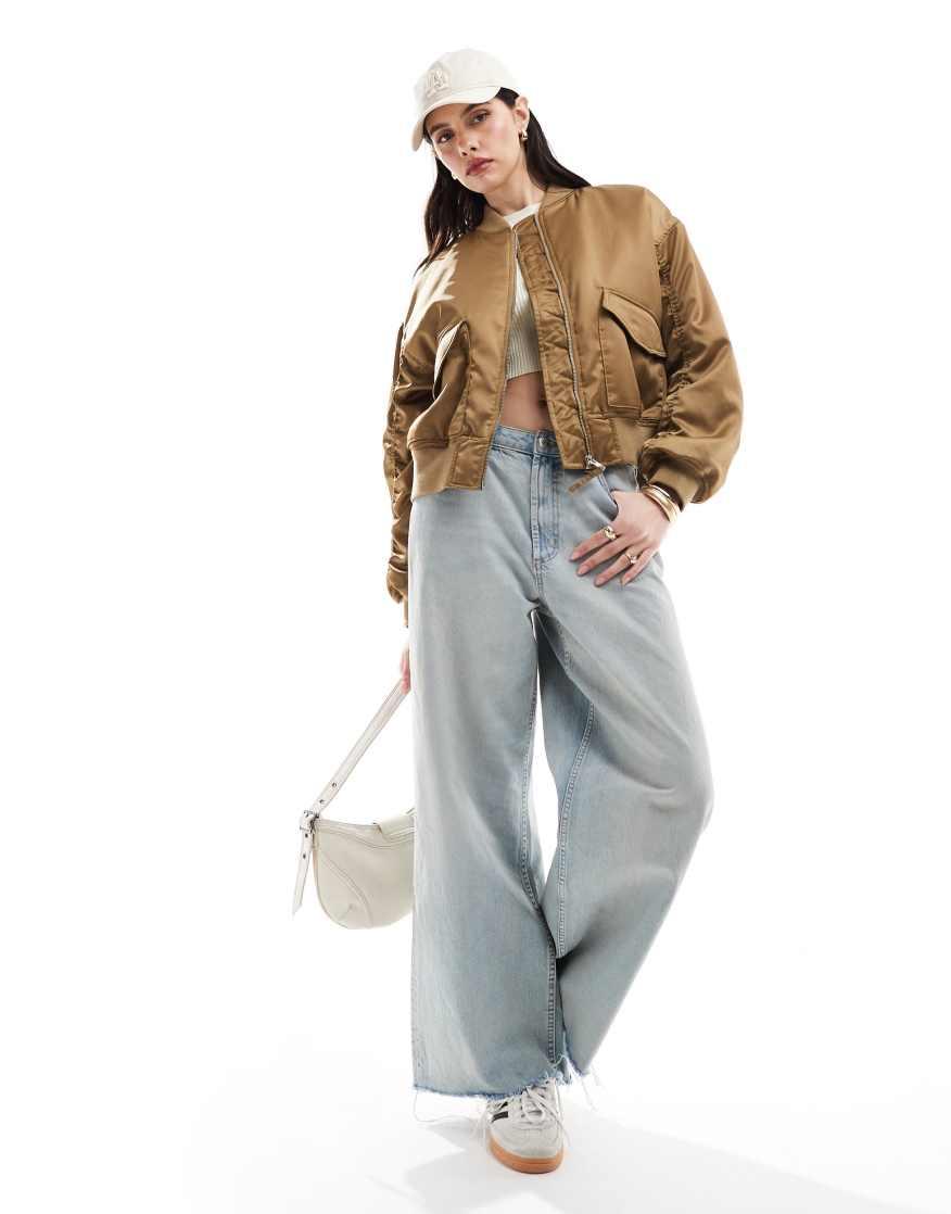 LEVI'S Andy Techy Satin Bomber Jacket in tan | endource