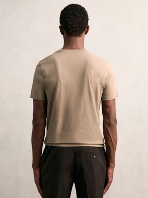 REISS Cotton Crew-Neck Tailored-Fit T-Shirt In Taupe Brown | endource