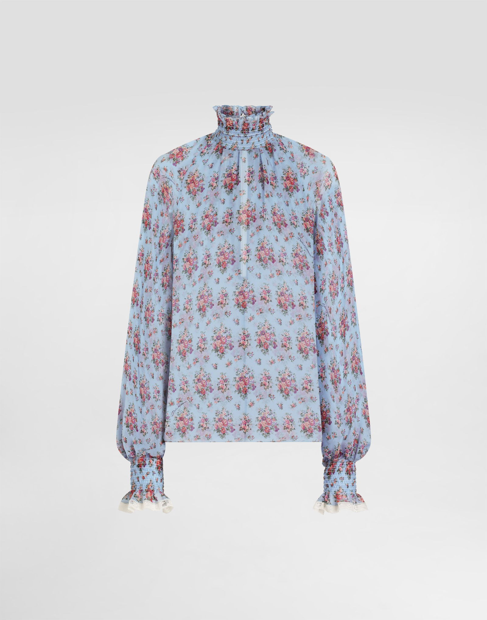DOLCE & GABBANA Small Flower Bouquets-Print Chiffon Top | endource