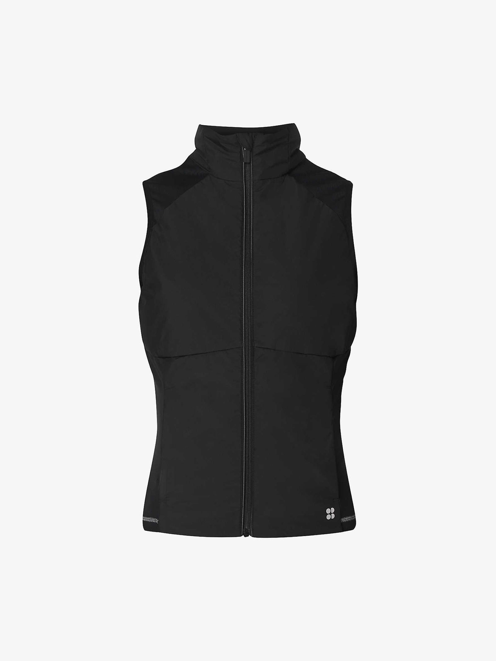 SWEATY BETTY Limitless Pro Run Reflective-Logo Gilet in BLACK | endource