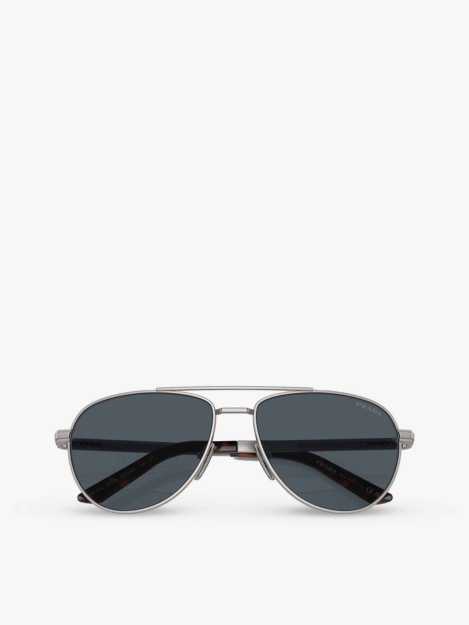 PRADA PR A54S Pilot-Frame Metal Sunglasses in GREY | Endource