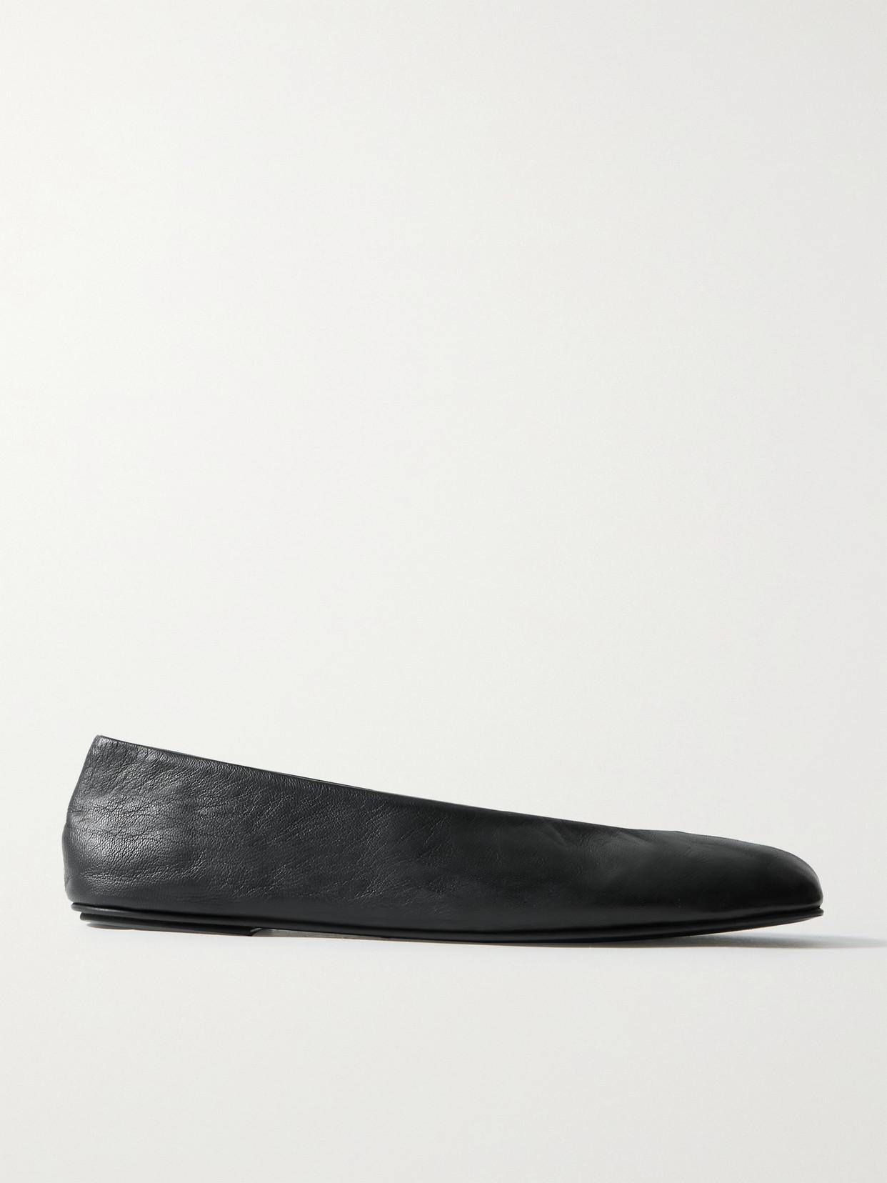 THE ROW Eva Leather Ballet Flats in Black | Endource