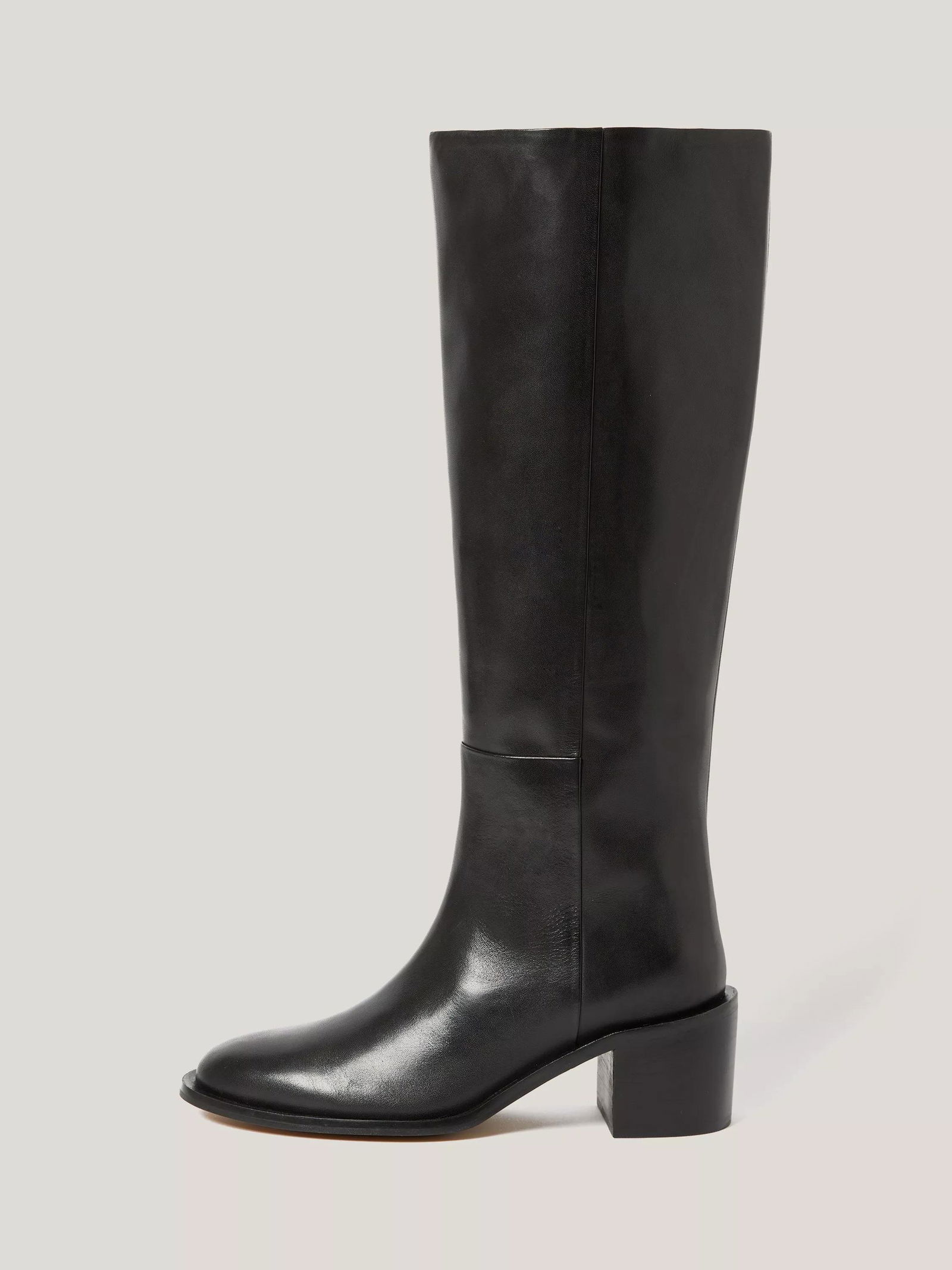JIGSAW Leather Heeled Riding Boots in Black | endource