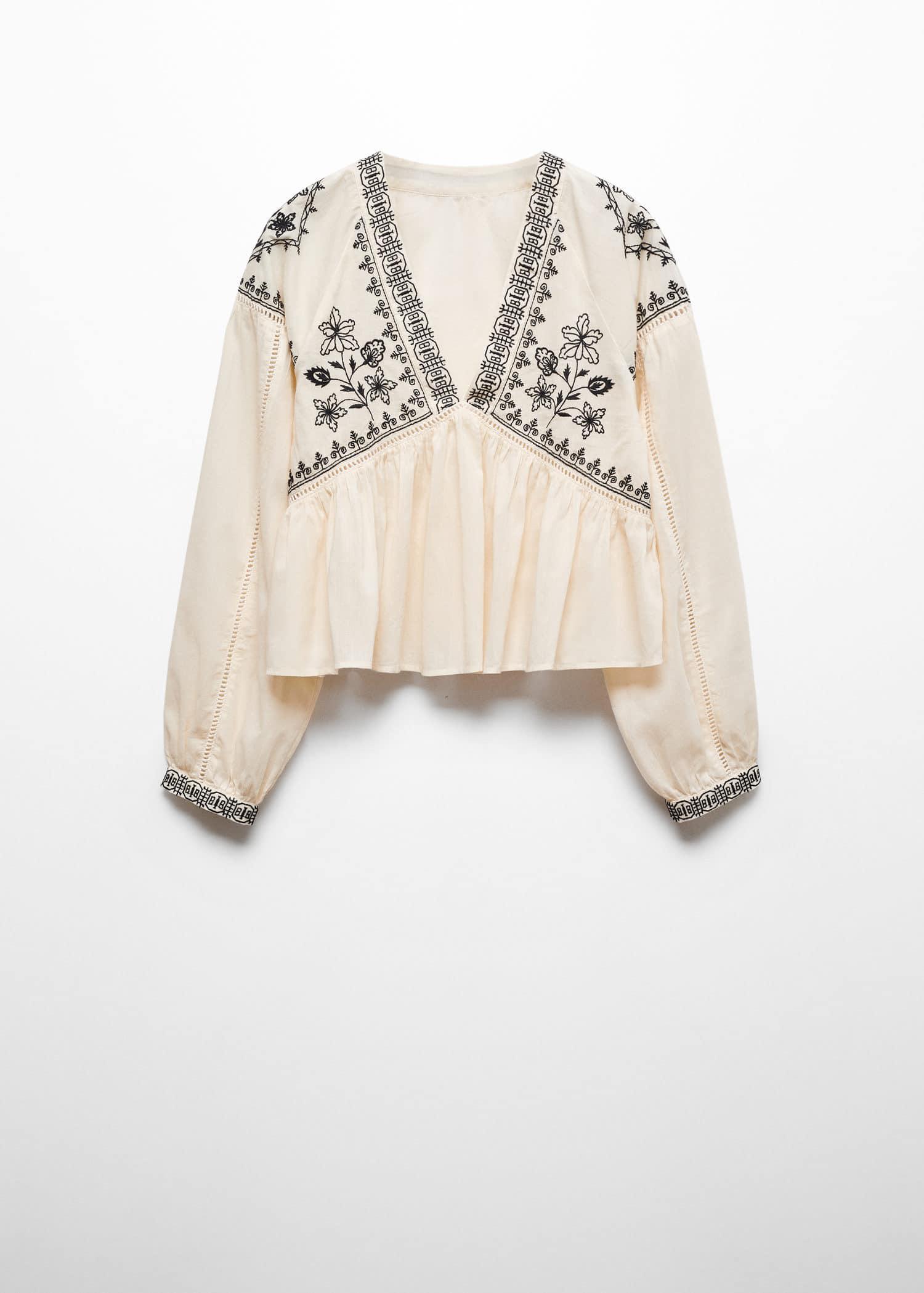MANGO Floral Embroidery Blouse | endource