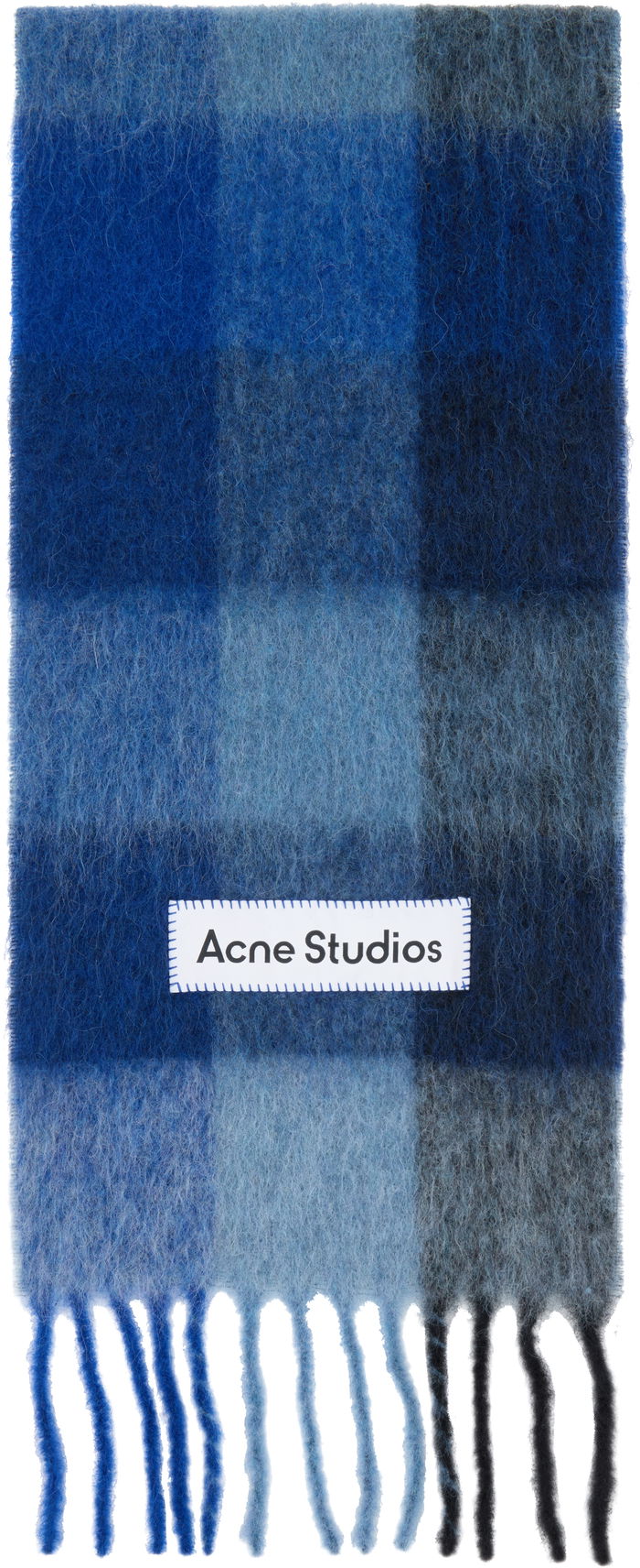 ACNE STUDIOS Blue Mohair Checked Scarf | endource