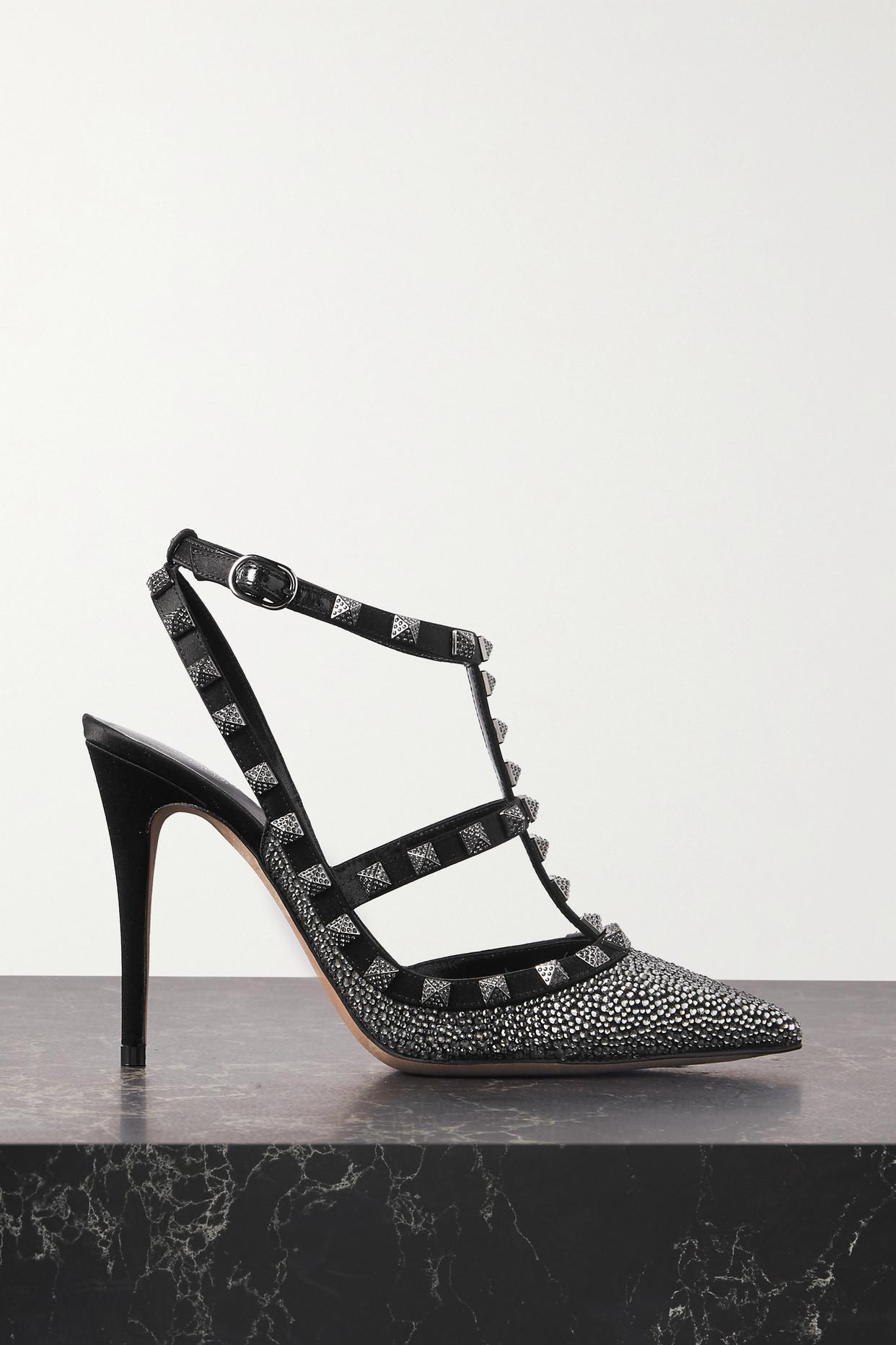 VALENTINO GARAVANI Rockstud 100 Crystal-Embellished Leather Pumps in ...
