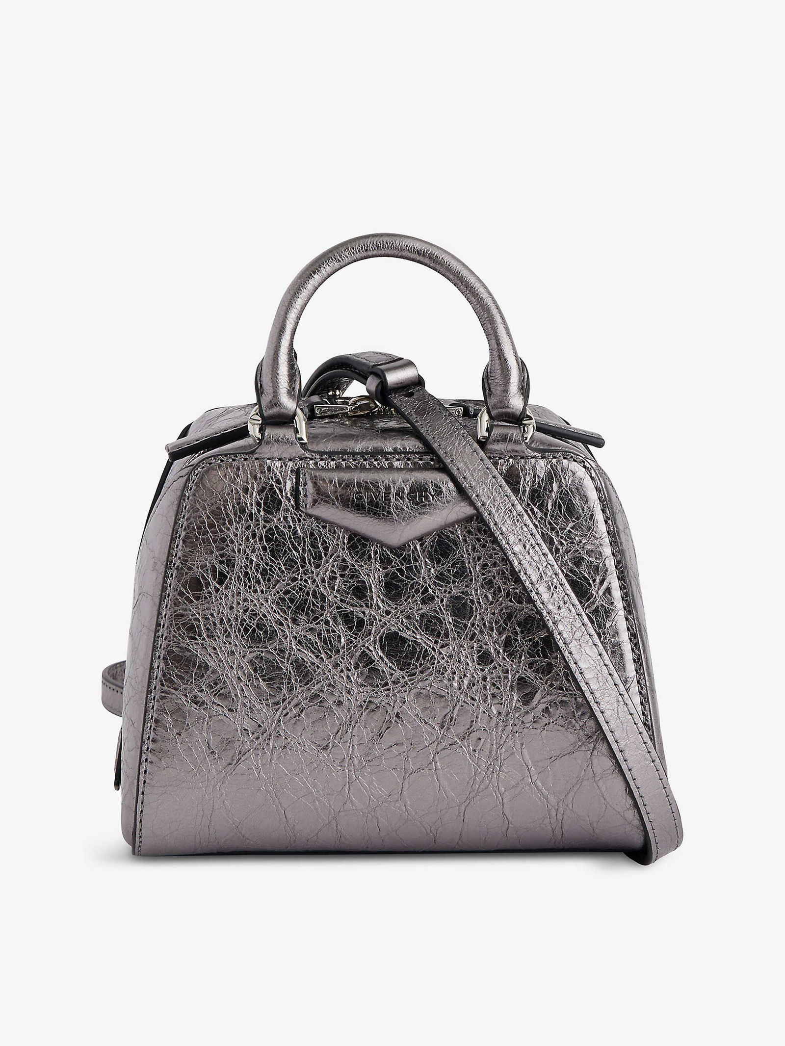 GIVENCHY Nano Antigona Metallic Leather Cross-Body Bag in 070-silvery ...