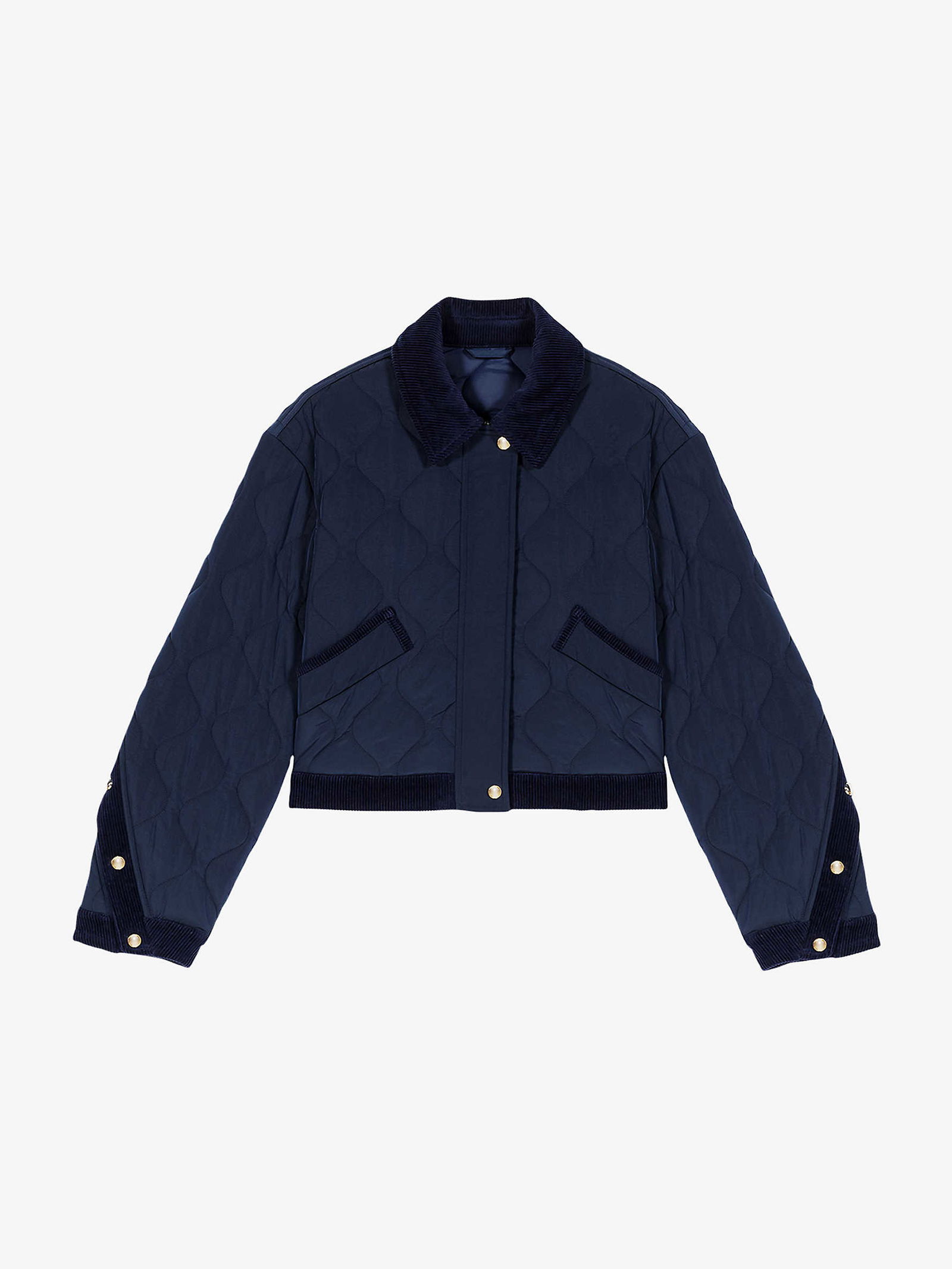 MAJE Quilted Velvet-Trim Woven Jacket | endource