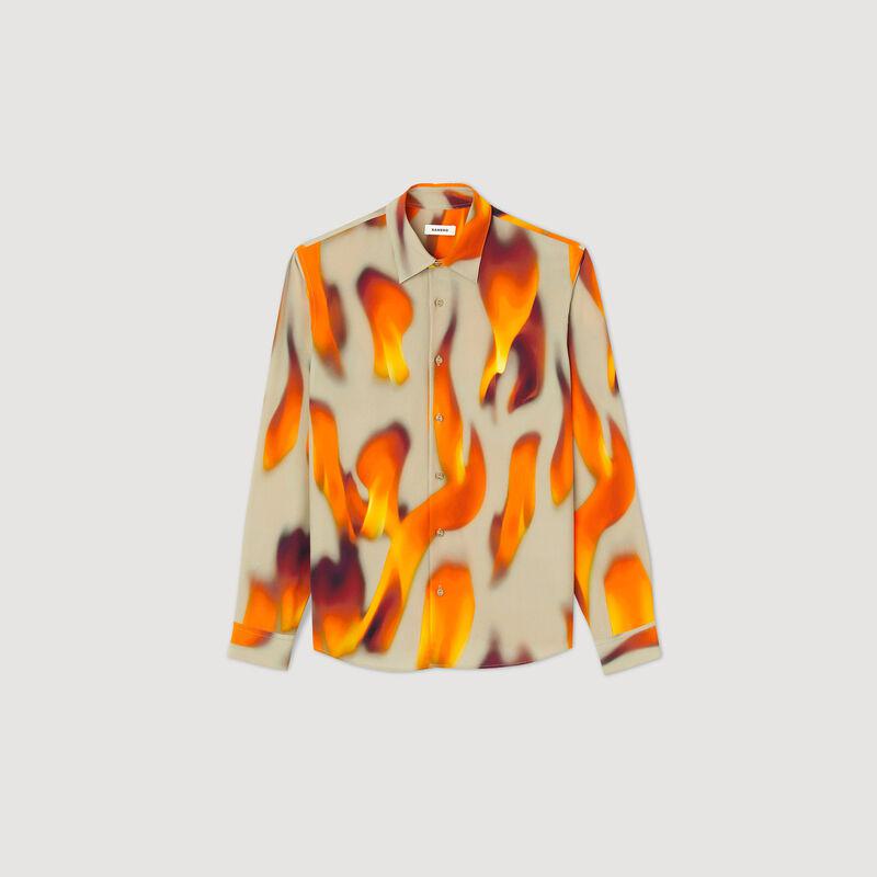 SANDRO Flame Pattern Shirt in Taupe | endource