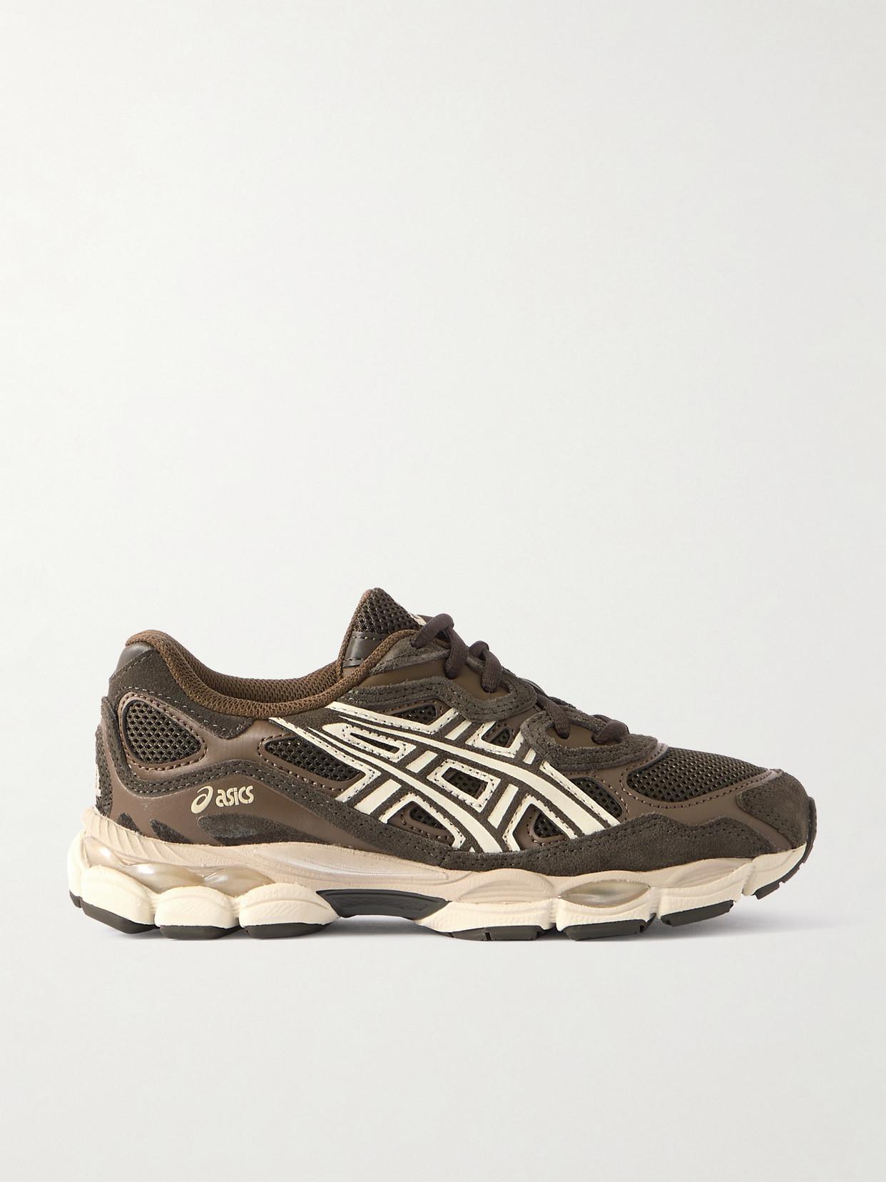 ASICS Leather And Suede-Trimmed Mesh Sneakers in Brown | endource