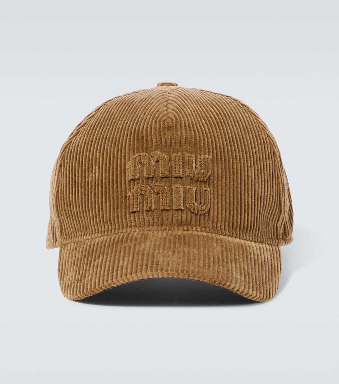 MIU MIU Logo Corduroy Baseball Cap in Brown | endource