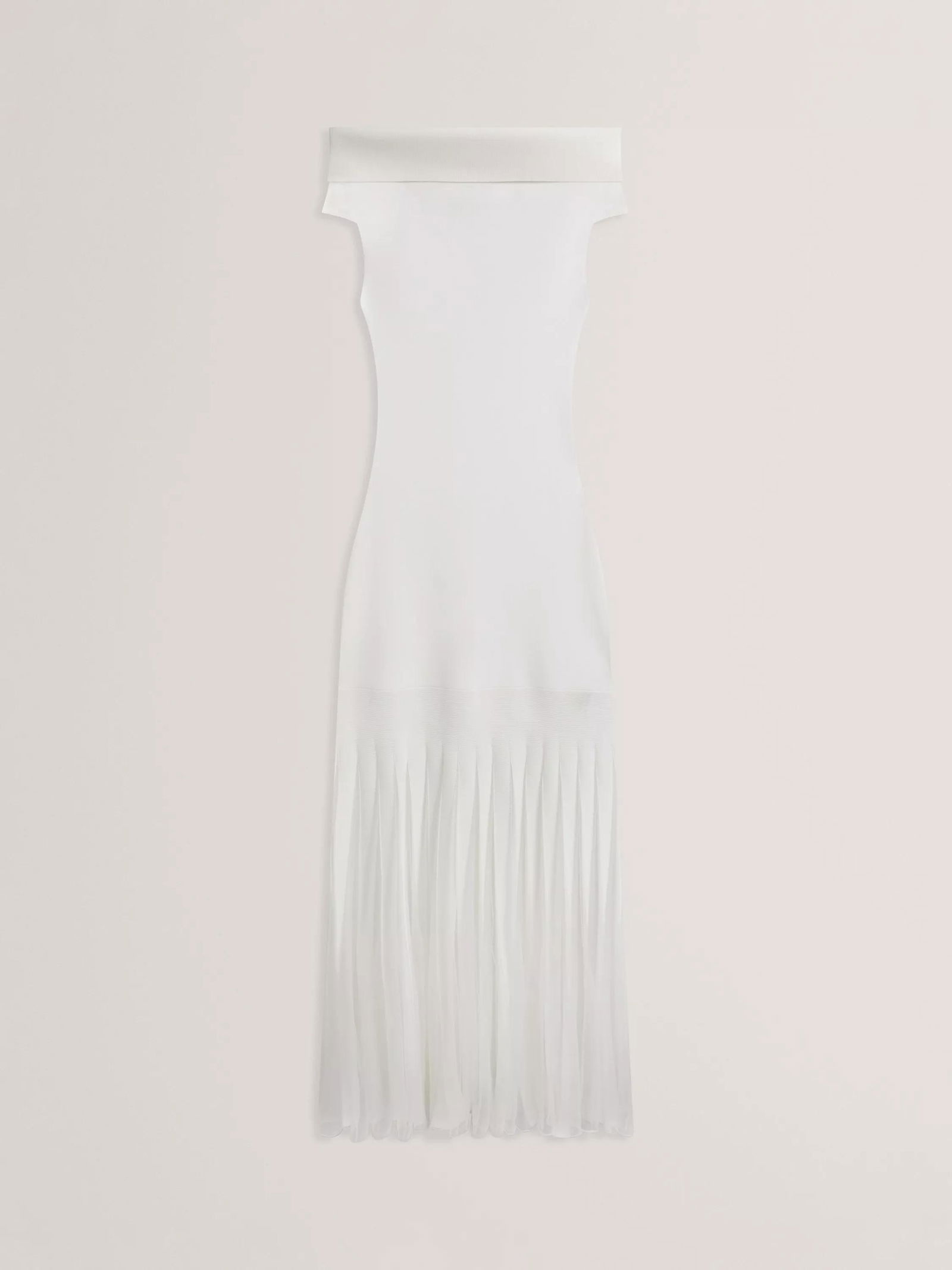 TED BAKER Suannaa Tassel Skirt Bardot Neck Midi Dress in White | endource