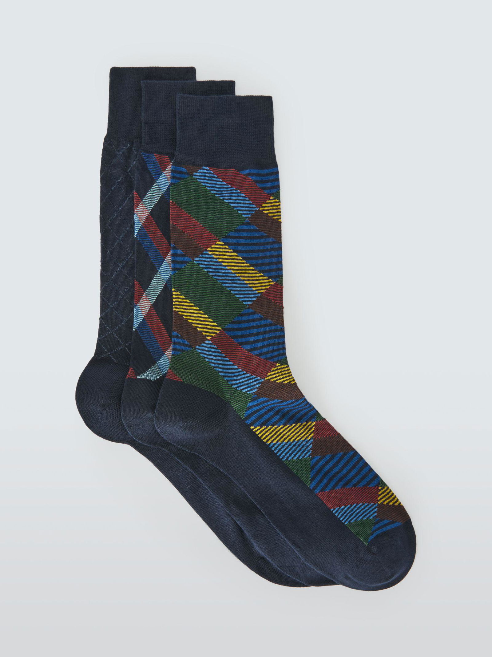 JOHN LEWIS Diamond Stripe Socks in Multi | endource